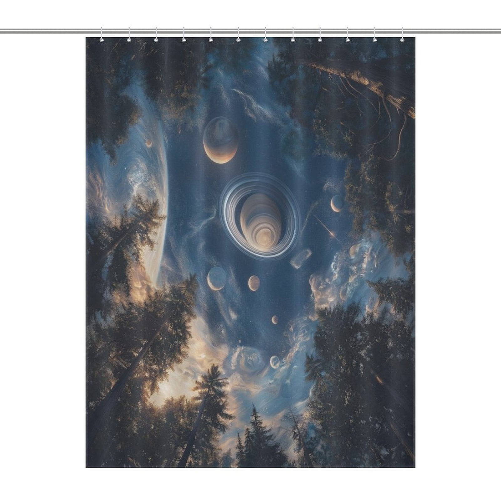 Starlit Sky Cloth Fabric Bathroom Decor Set with Hooks - Walmart.com