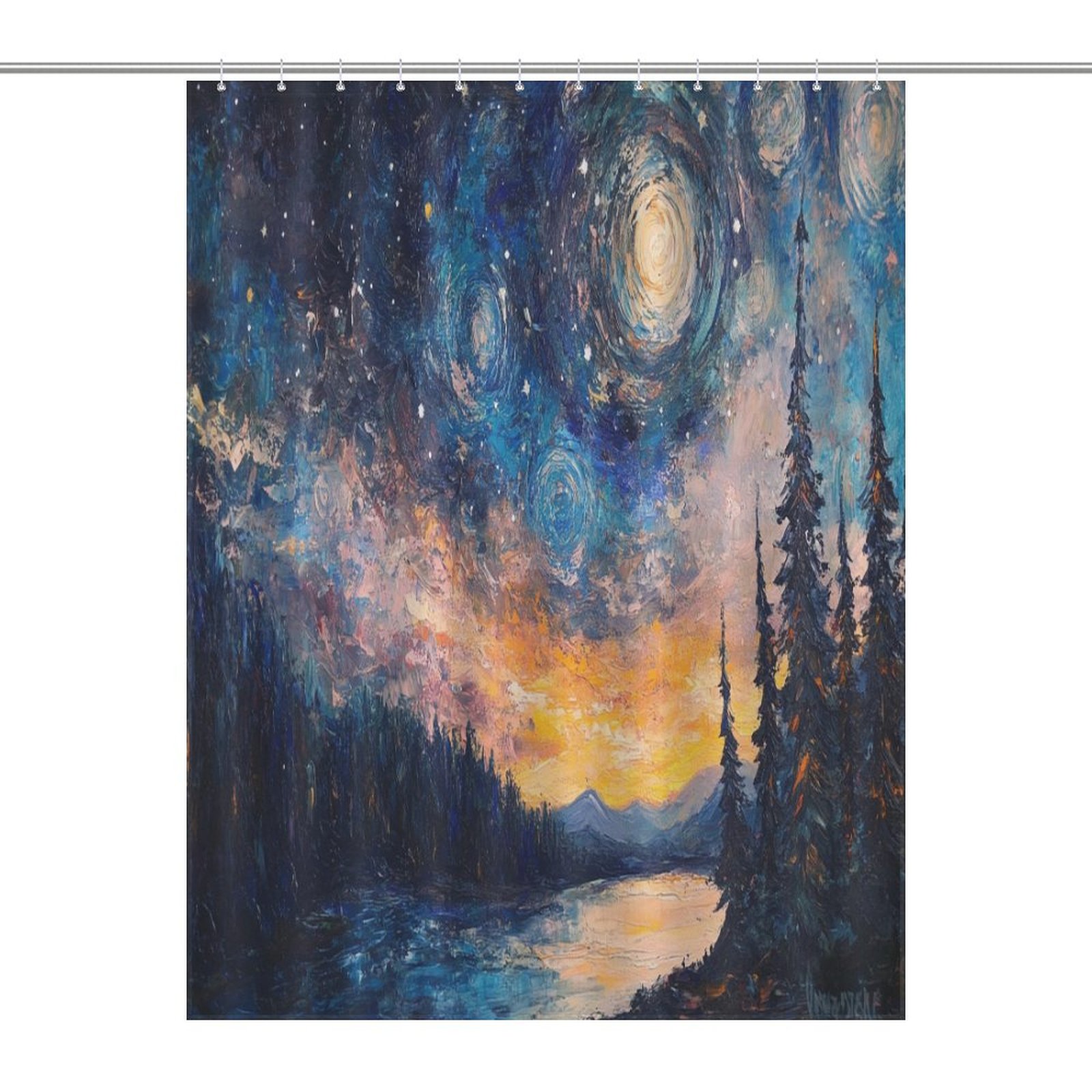 Starlit Sky Cloth Fabric Bathroom Decor Set with Hooks - Walmart.com
