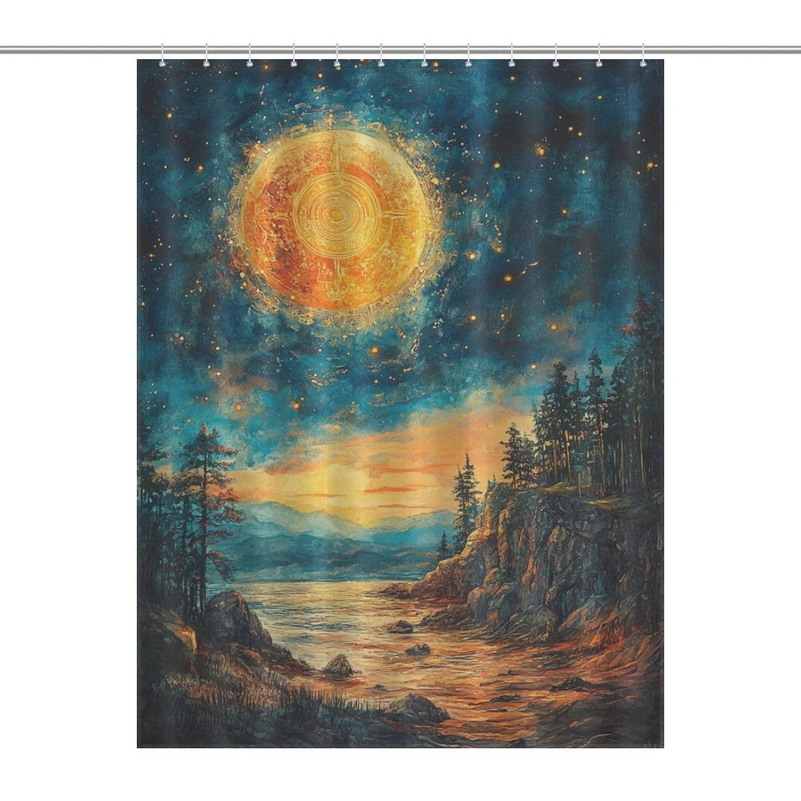 Starlit Sky Cloth Fabric Bathroom Decor Set with Hooks - Walmart.com