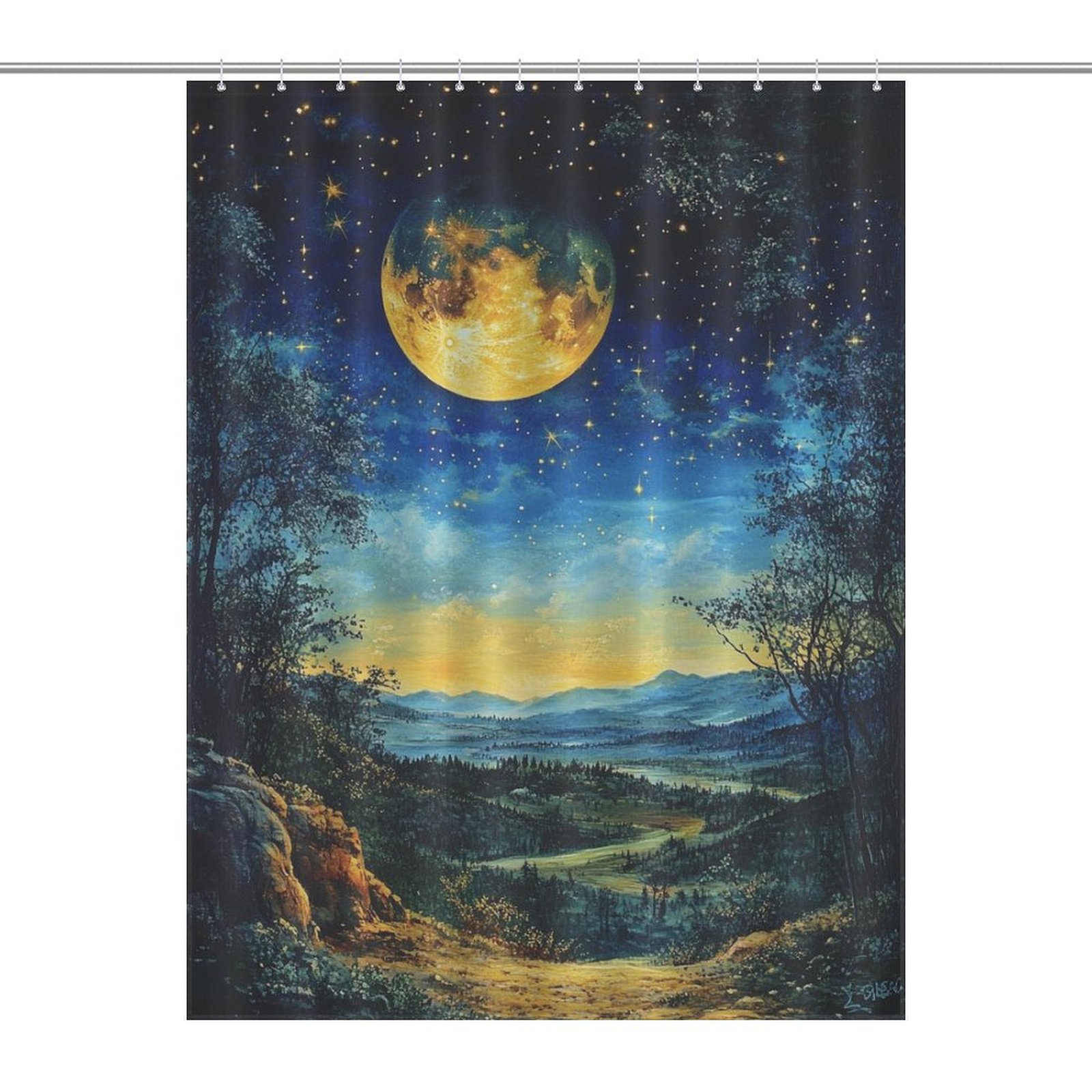 Starlit Sky Cloth Fabric Bathroom Decor Set with Hooks - Walmart.com