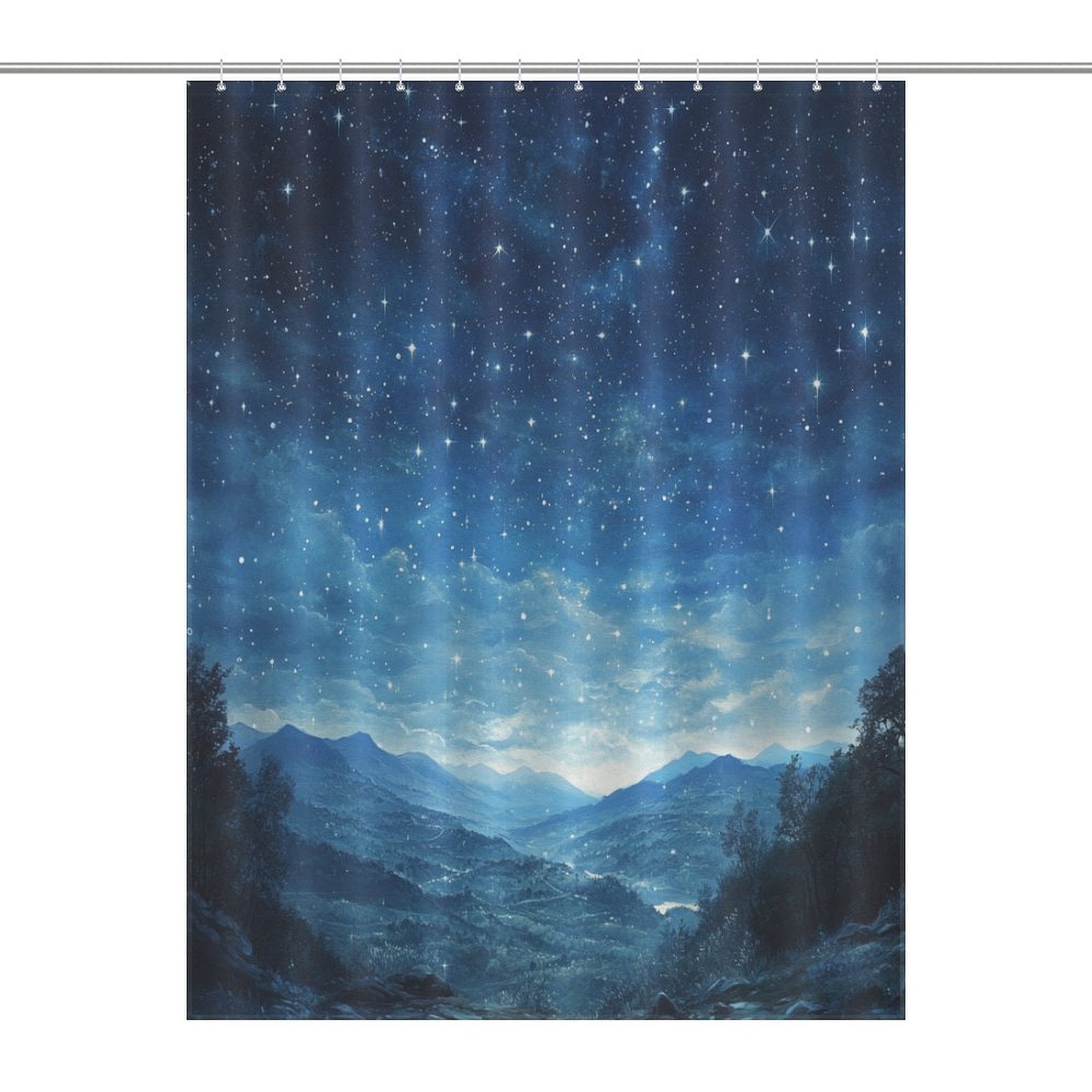 Starlit Sky Cloth Fabric Bathroom Decor Set with Hooks - Walmart.com