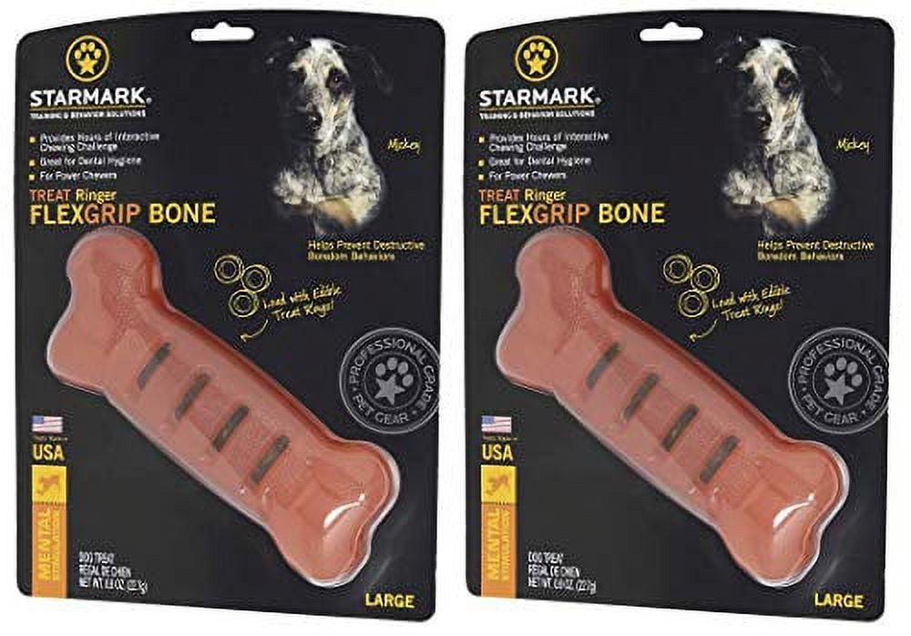 Starmark 2 Pack of Treat Ringer FlexGrip Bones, Large, Mental Stimulation Dog Treat Toys Made in ...
