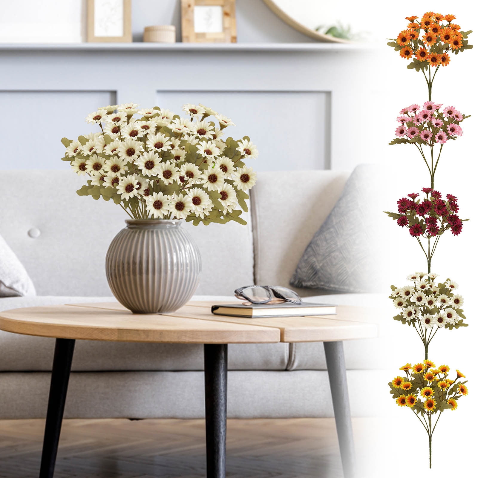 Staron 2PCS Artificial Flowers White Artificial Daisy Flowers Indoor ...