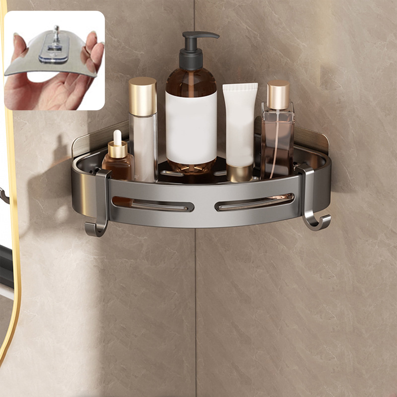 Staron Bath Corner Shower Shelves Adhesive Clearance (Gray), Bath ...