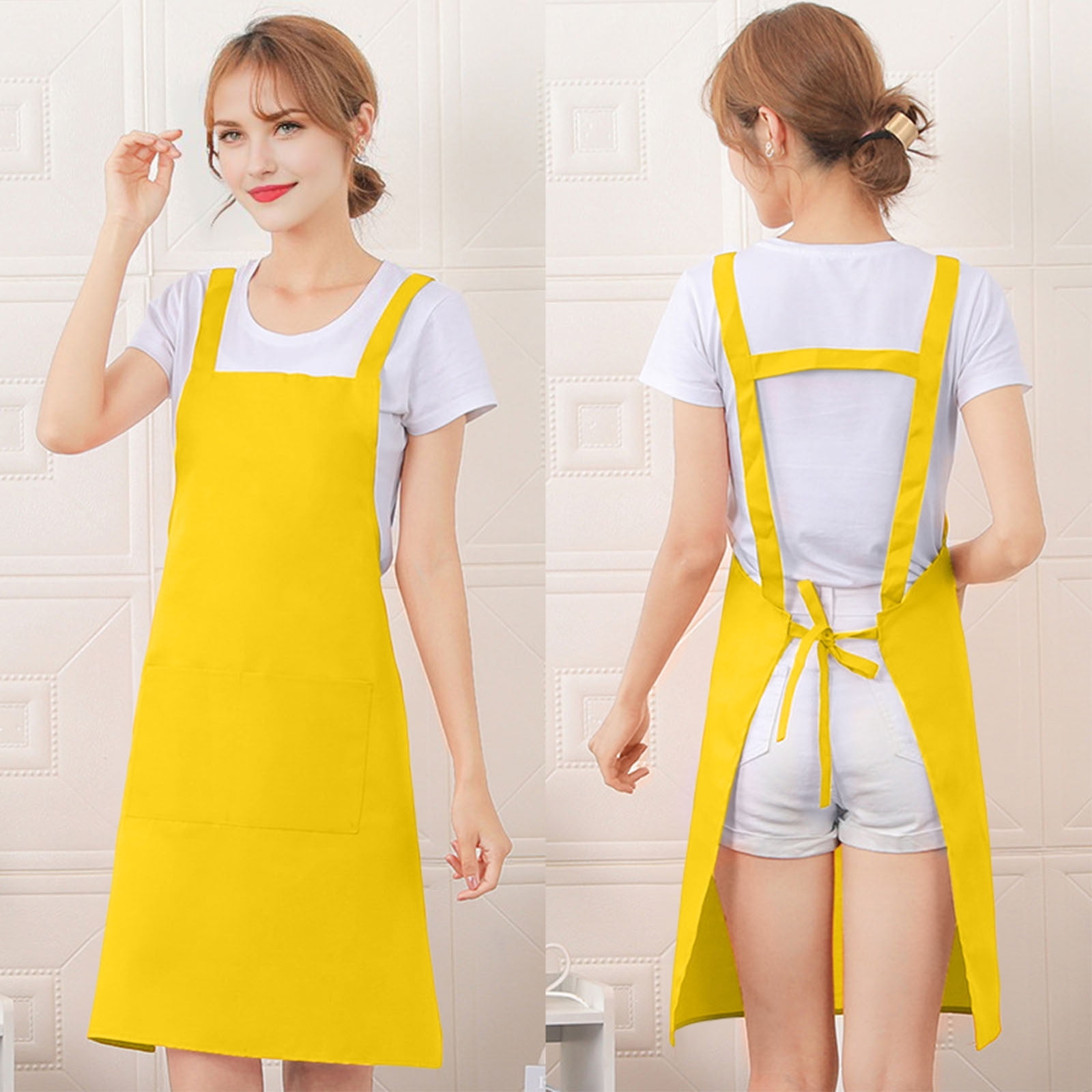 Staron Gold Aprons for Women with Pockets Adjustable Chef Apron Kitchen ...