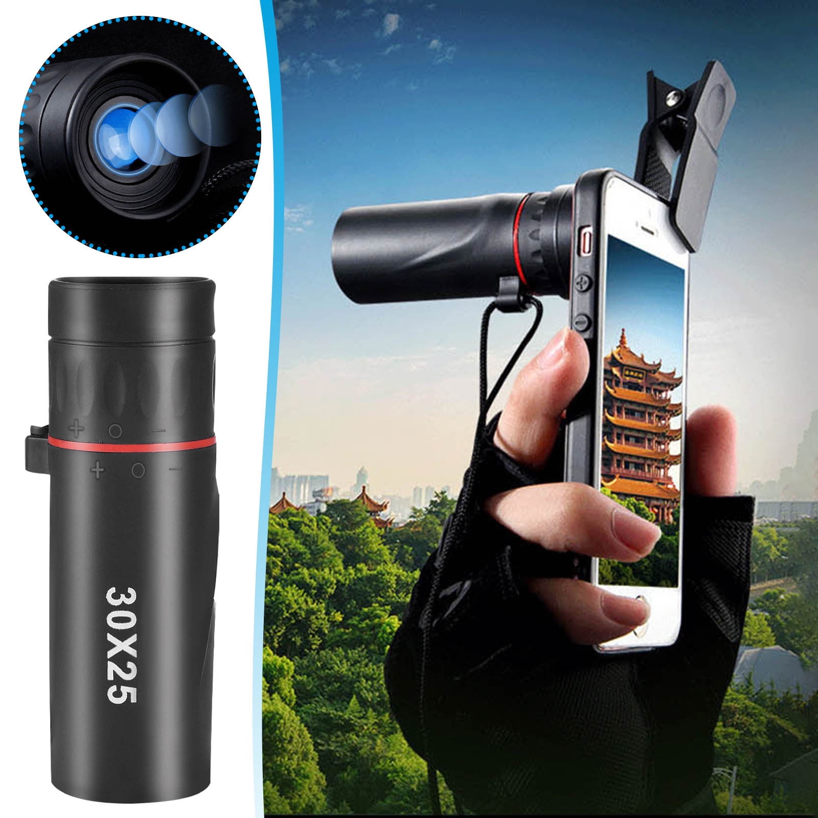 ZZkhGO High-Power Monocular Telescope, HD Mobile Phone Connector, Low ...