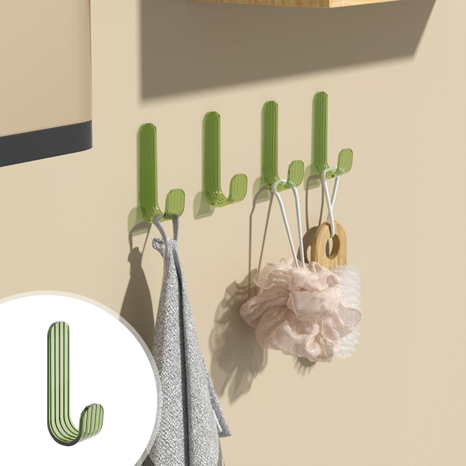 Staron Non-Punch Wall Hooks For Bathroom Clearance (Green), Non-Punch ...