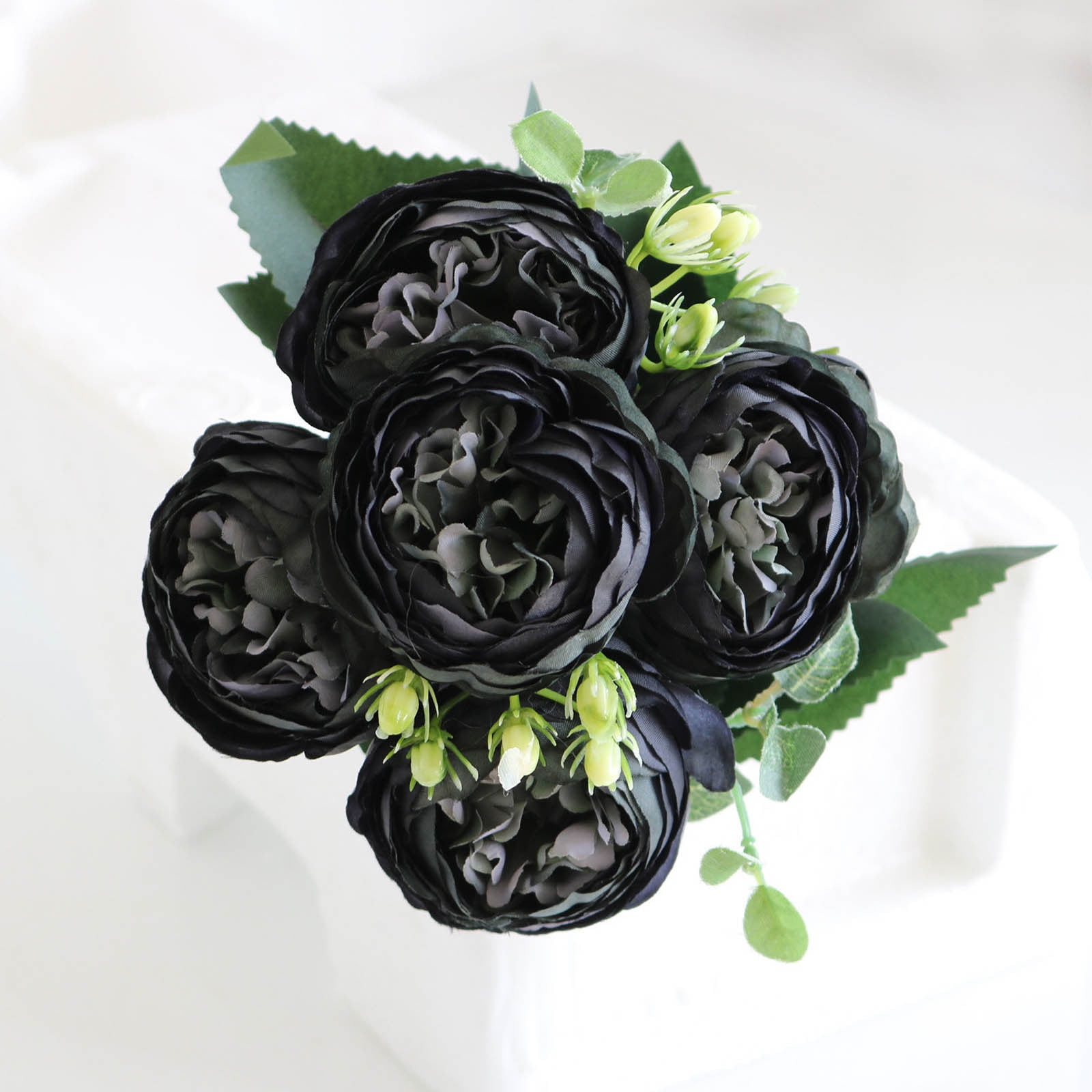 Staron Peonies Artificial Flowers Black Bouquets Silk Fake Flowers for ...