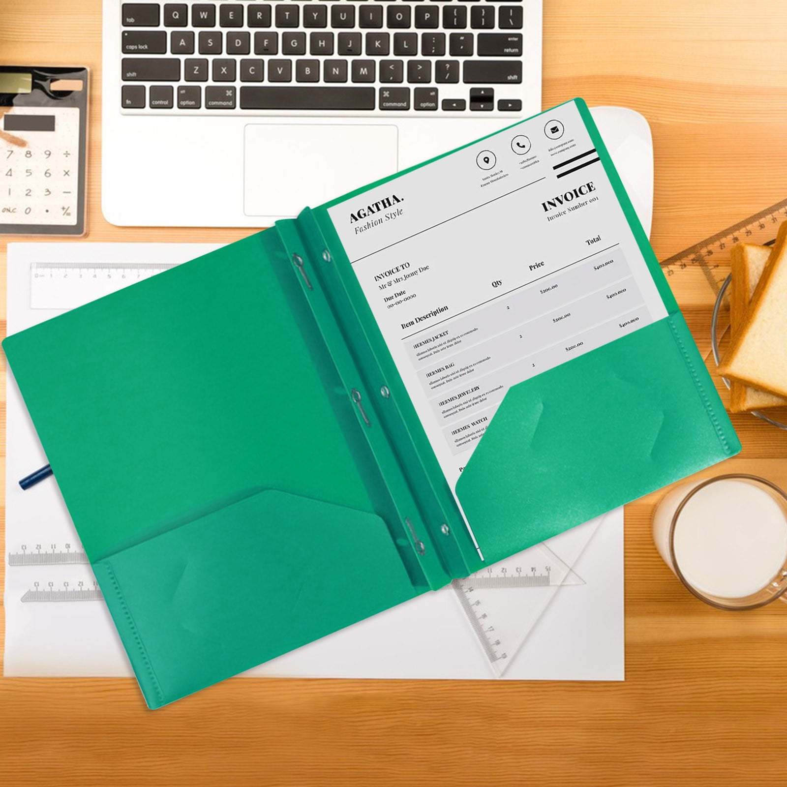 Staron Sturdy Plastic Pocket Folder With Clearance (Green), Sturdy ...