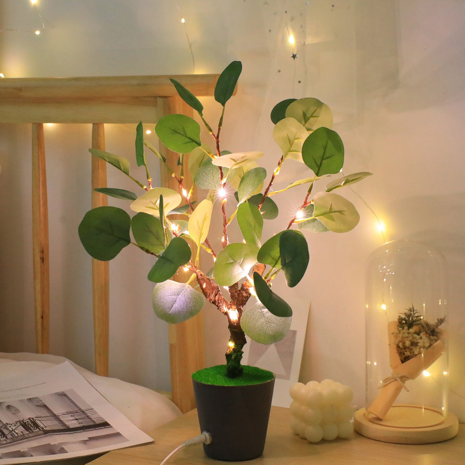 Staron USB Twig Lights Potted Plant, LED Simulation Tree for Holiday ...