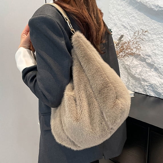 ZZkhGO Women Imitation Mink Tote Bag, Fall Winter Shoulder Crossbody ...
