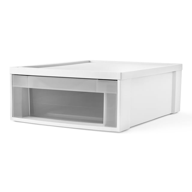 Starplast Small Stackable Storage Drawer, 19.75" x 15.5", White ...