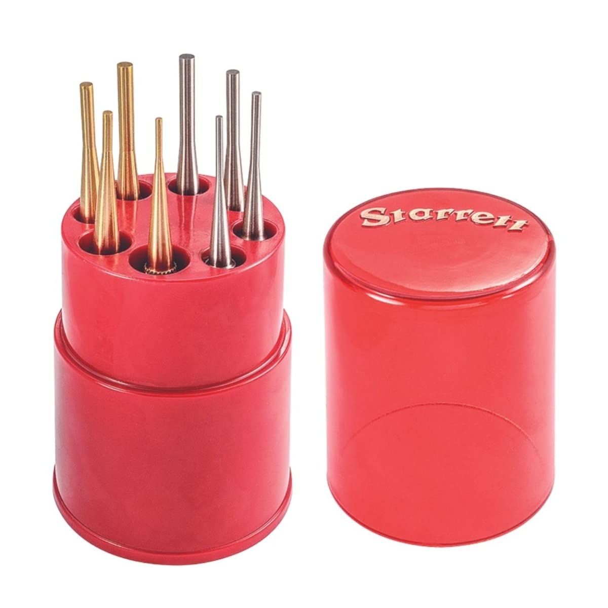Starrett Steel & Brass Drive Pin Punch Set with Knurled Grip in Round ...
