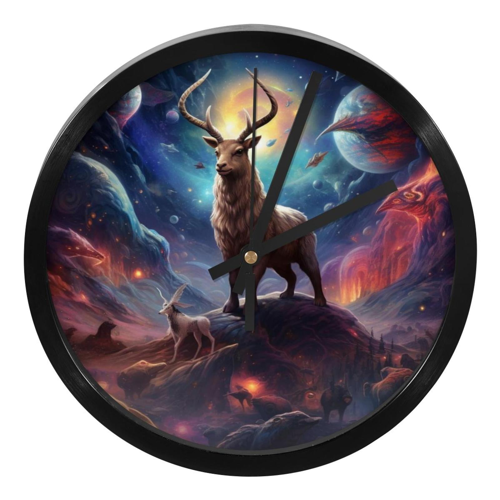 Starry Animals 9.8 Inch Round Digital Wall Clock - Silent Non-Ticking ...