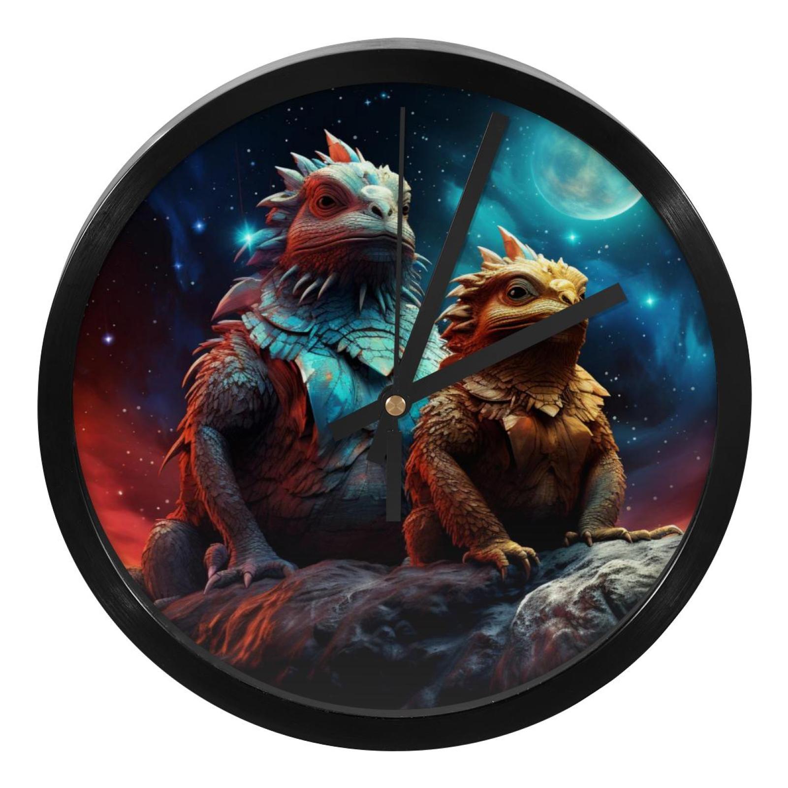 Starry Animals 9.8 Inches Wall Clock, Silent Non-Ticking Round Digital ...