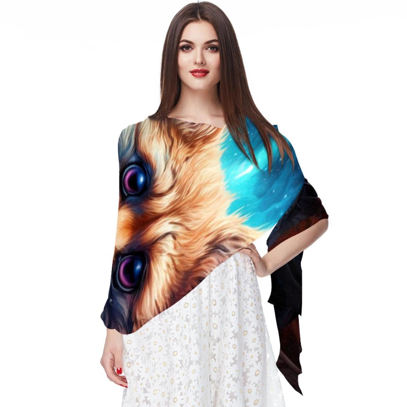 Starry Animals Elegant Translucent Chiffon Hair Scarf | Light & Breathable Silk Wrap 70.86x28 ...