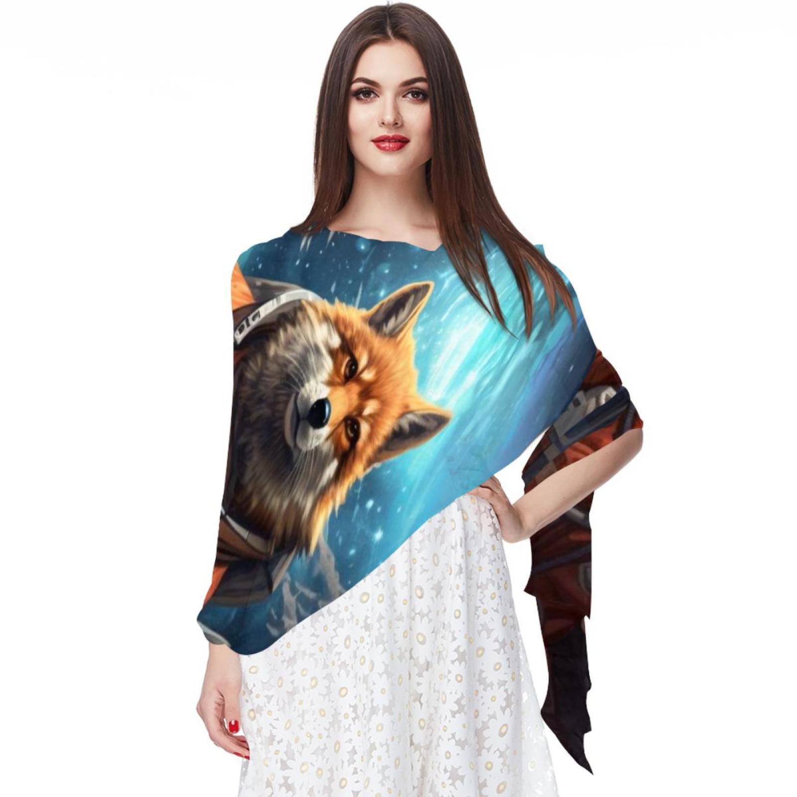 Starry Animals Elegant Translucent Chiffon Silk Scarf 180*73 - Light ...