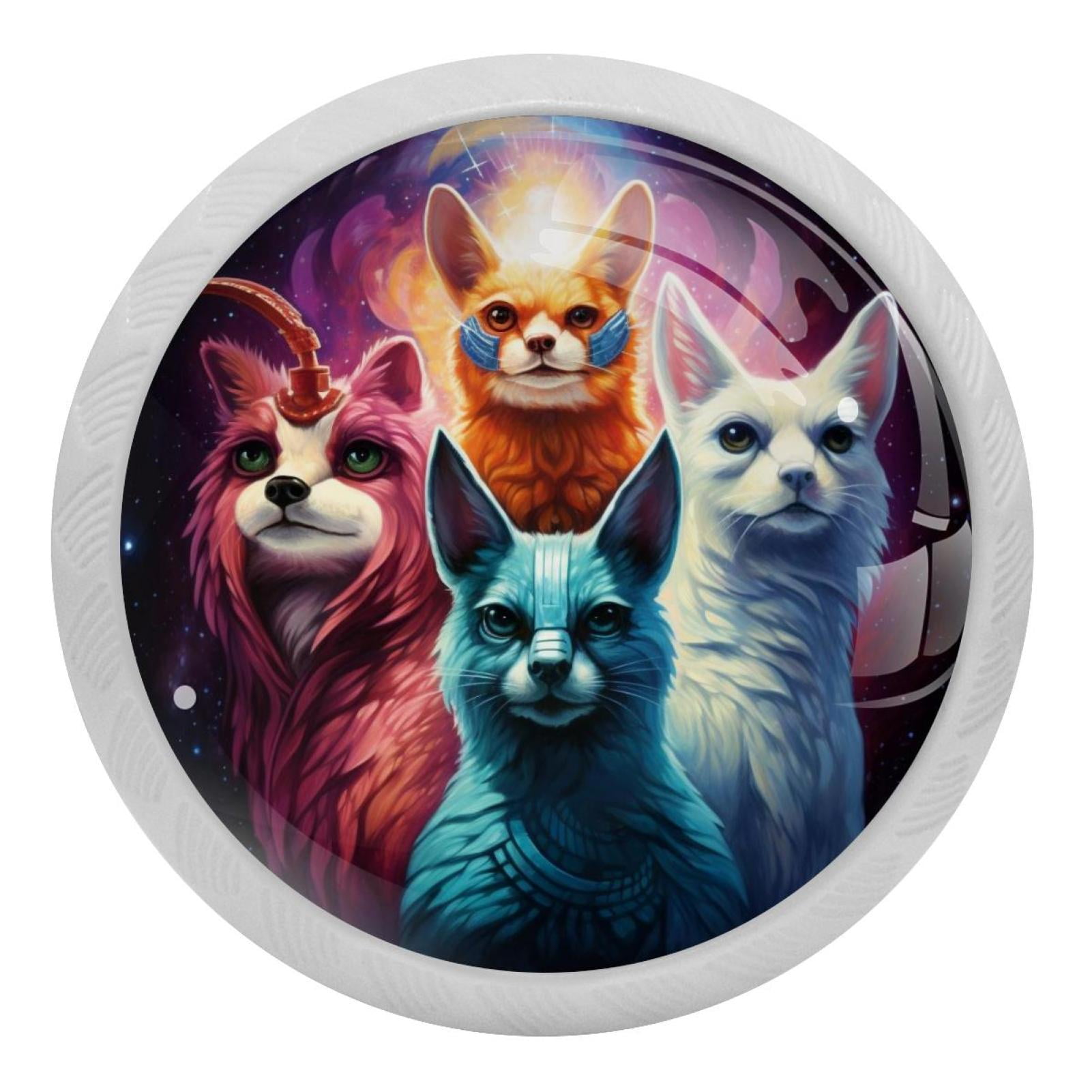 Starry Animals Fluorescent Drawer Pulls: Round 4-Pack with Glow-in-the ...