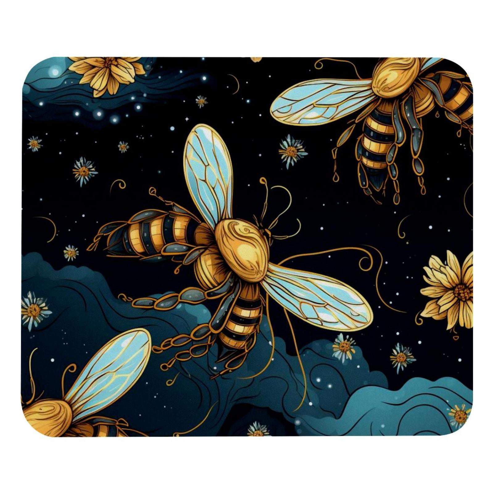 Starry Bee Mouse Pad, Personality Design Rubber Base for Office Decor ...