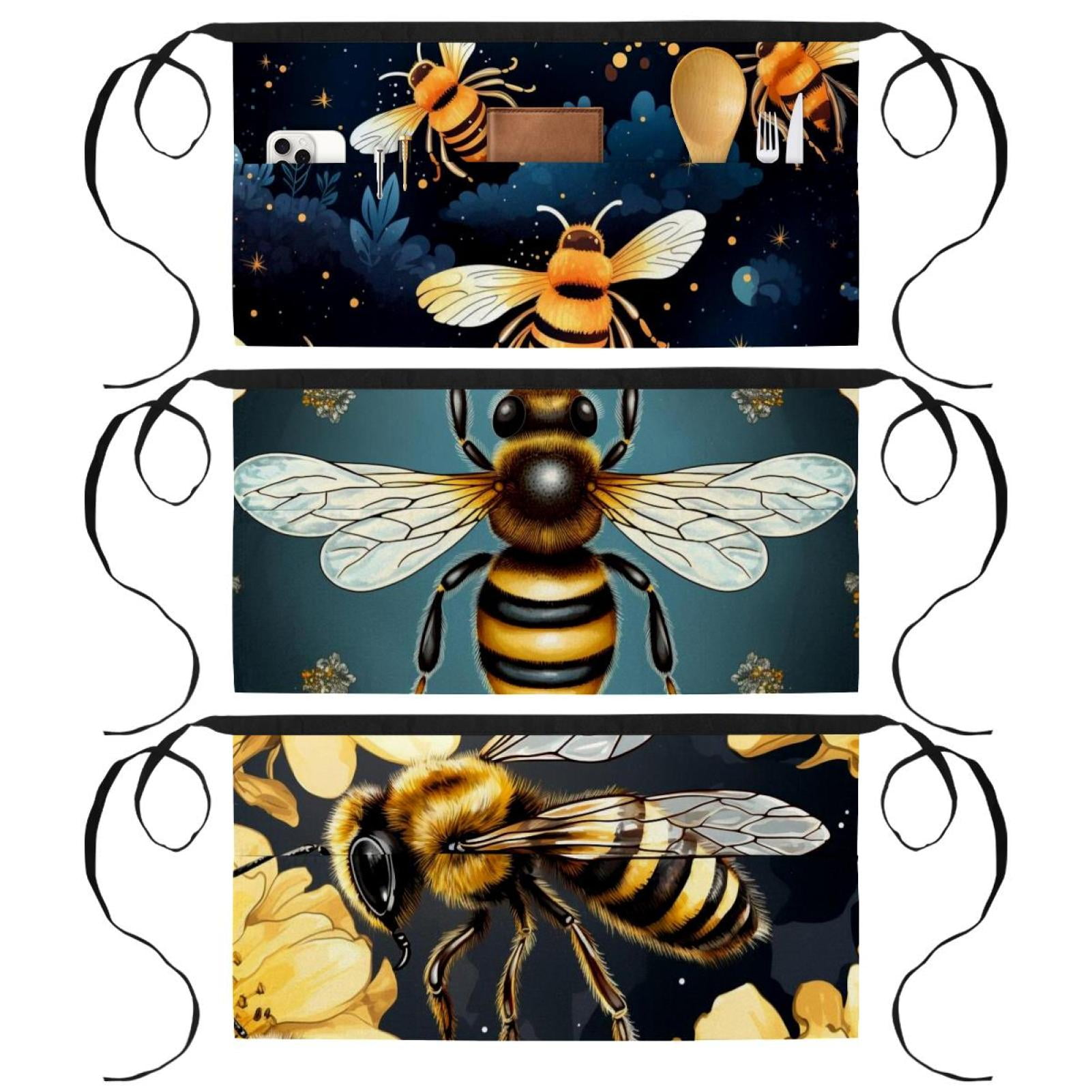 Starry Bees Custom Apron with 3 Pockets, Printed Design - for Servers ...