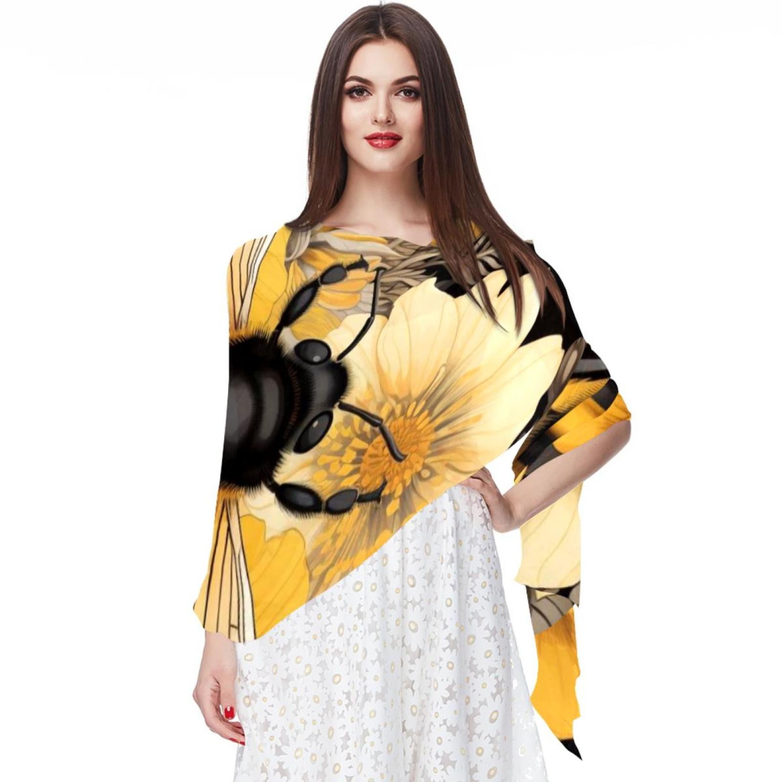 Starry Bees in the Sky Chic Chiffon Yarn Head Scarf - Translucent Light ...