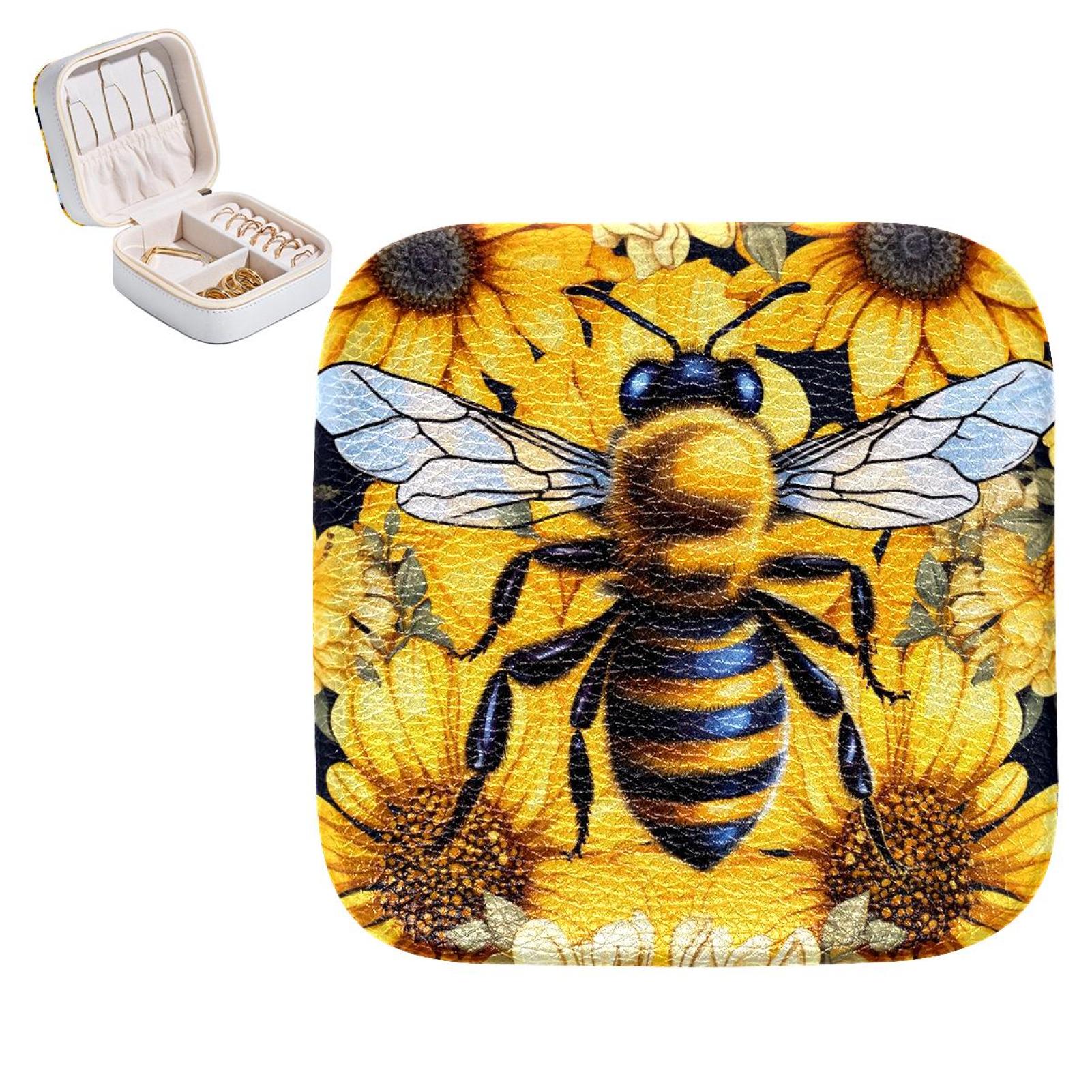 Starry Bees Travel Portable Square Jewelry Box Earring Necklace ...