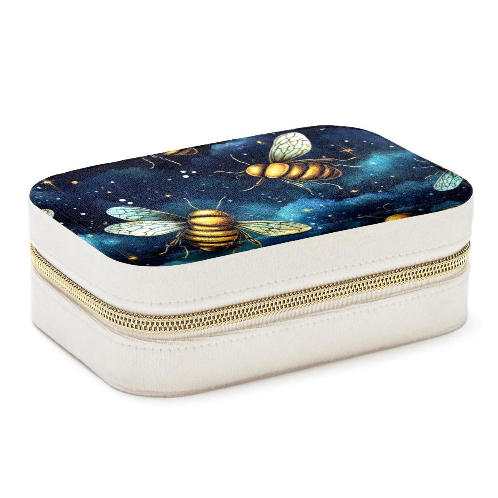 Starry Bees Velvet Portable Jewelry Box with Removable Compartment ...