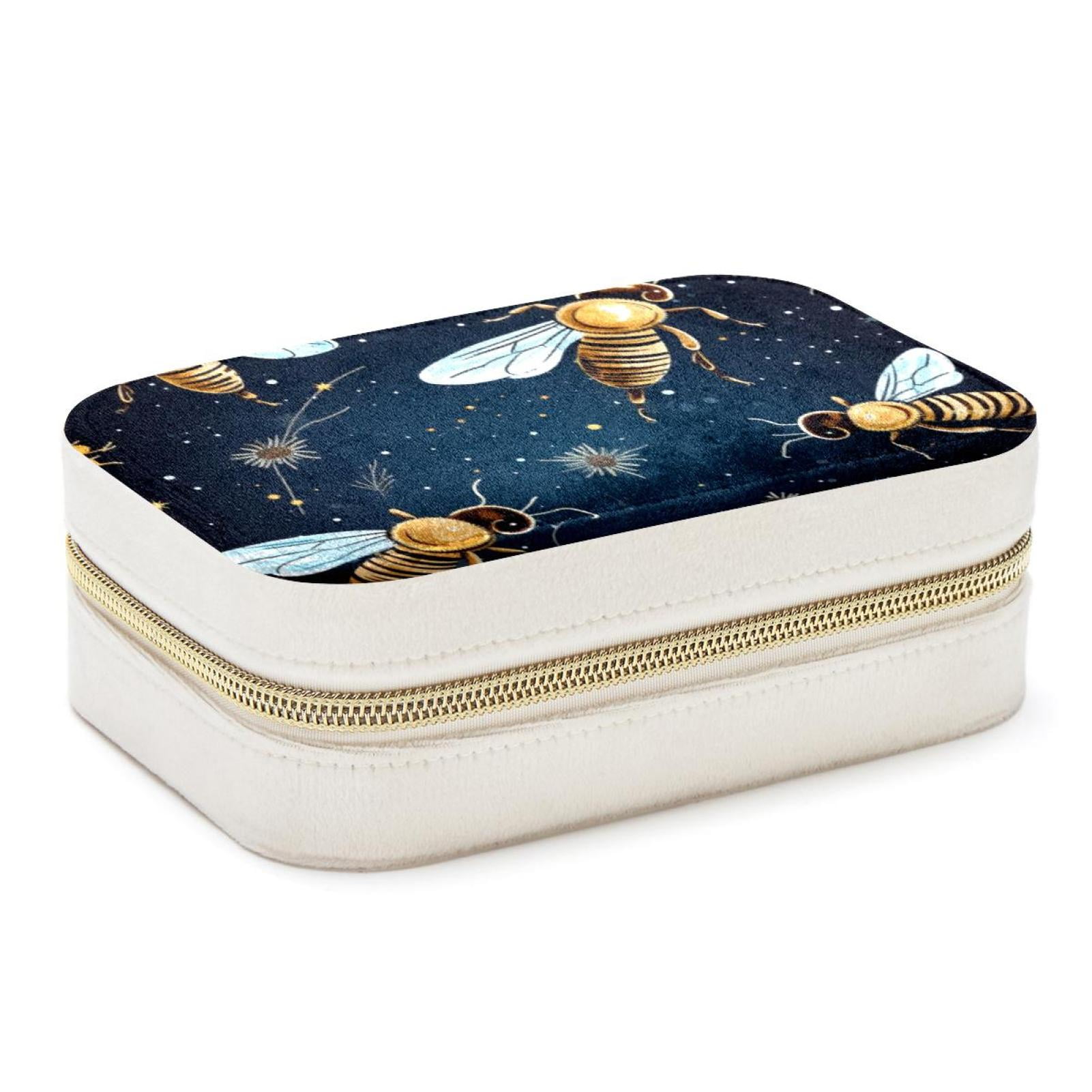 Starry Bees Velvet Portable Travel Organizer Box with Removable ...