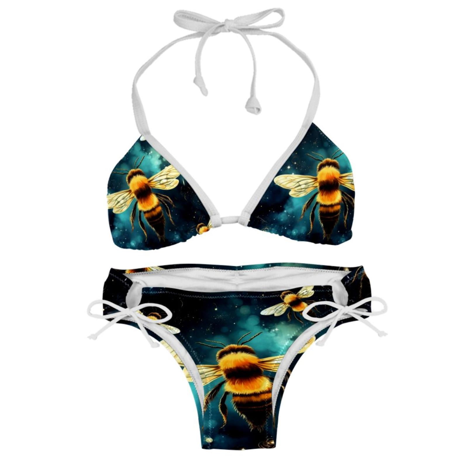 Starry Bees in the Sky Detachable Sponge Adjustable Strap Bikini Set ...