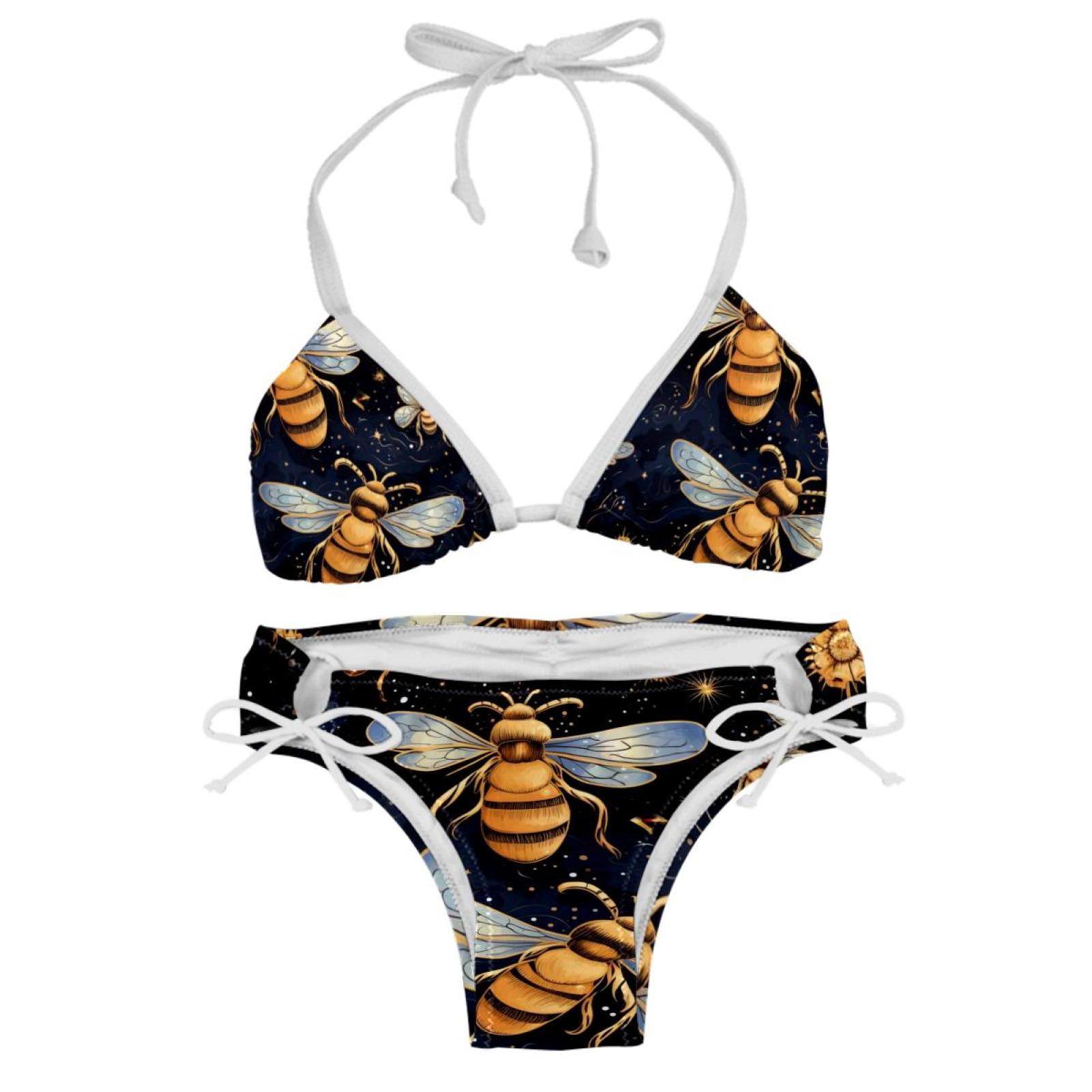 Starry Bees in the Sky Detachable Sponge Adjustable Strap Bikini Set ...