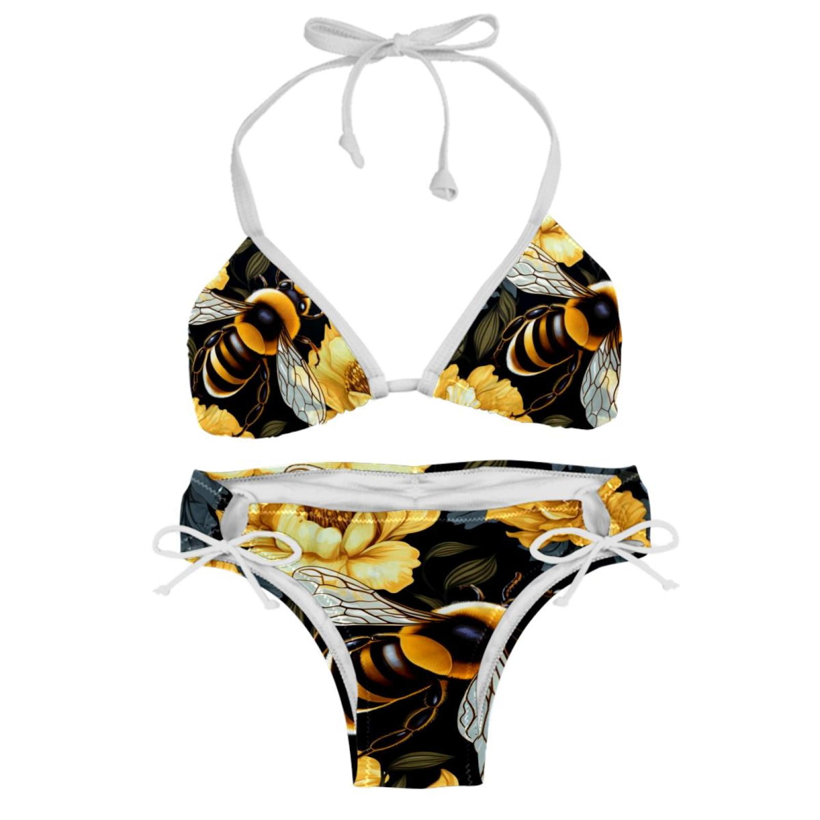 Starry Bees in the Sky Stylish Swim Suits Bikini Set: Detachable Sponge ...