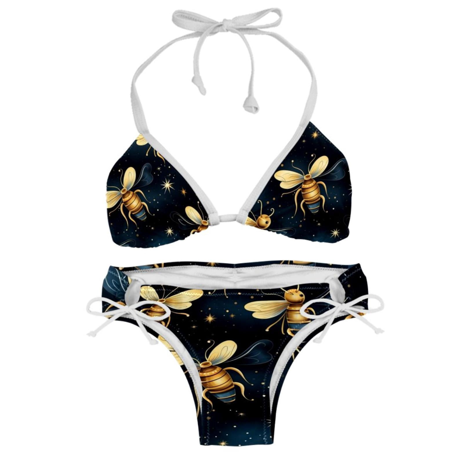 Starry Bees in the Sky Women's Bikini Set with Detachable Sponge and ...