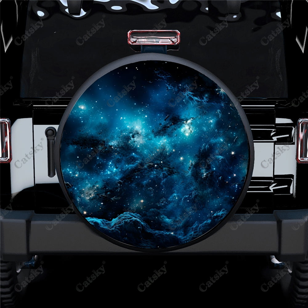 Starry Blue Night Sky with Stars Pattern Polyester Universal Spare ...