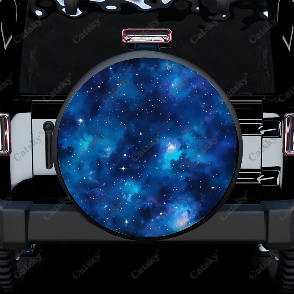 Starry Blue Night Sky with Stars Pattern Polyester Universal Spare ...