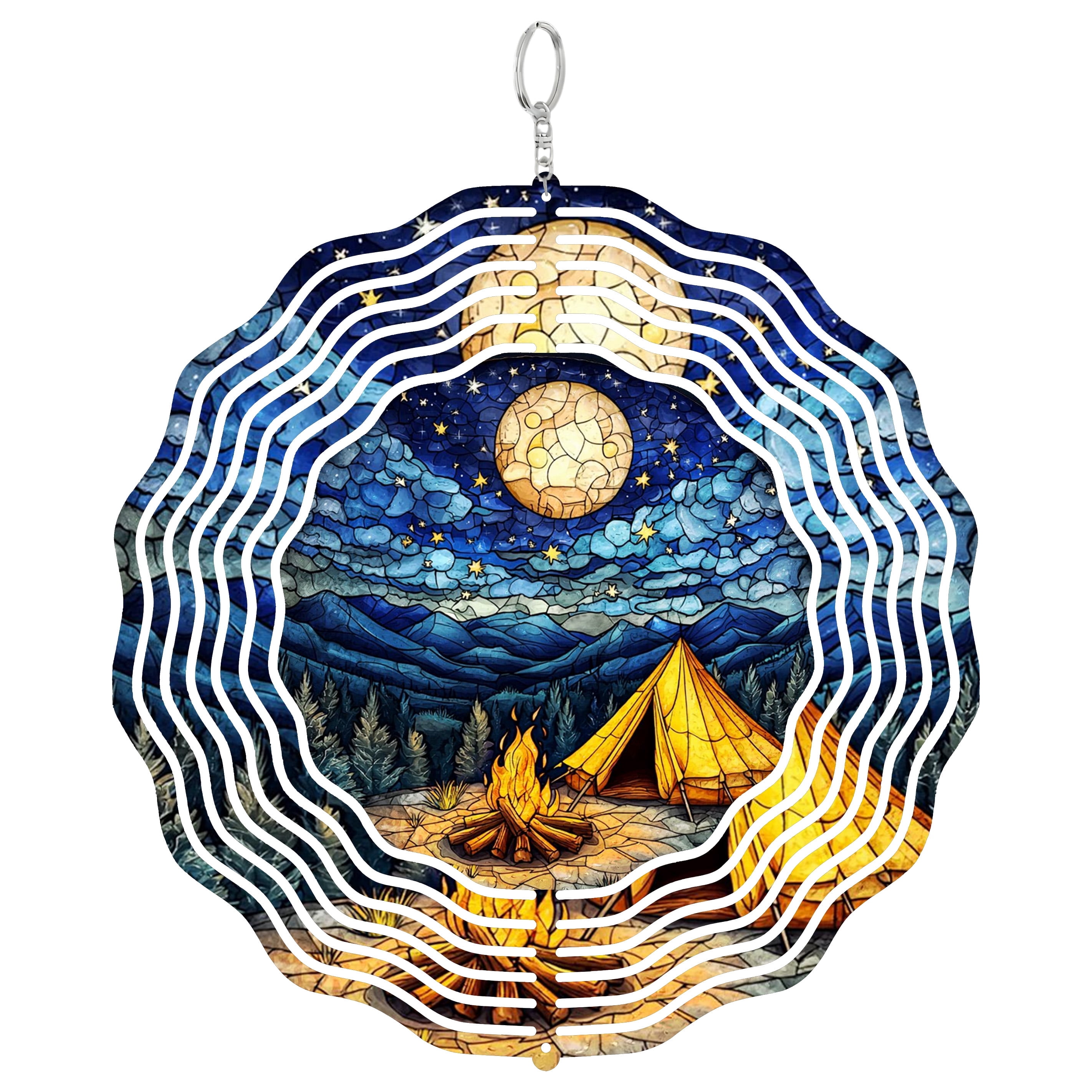 Starry Campfire 3D Wind Spinner Kinetic Stainless Steel Rustic Yard Art ...