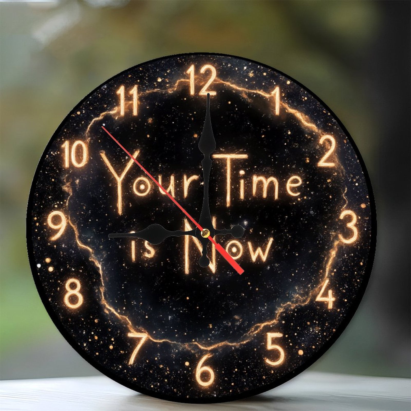 Starry Clock Your Time Is Now Motivational Wall Decor 10-Inch Silent ...