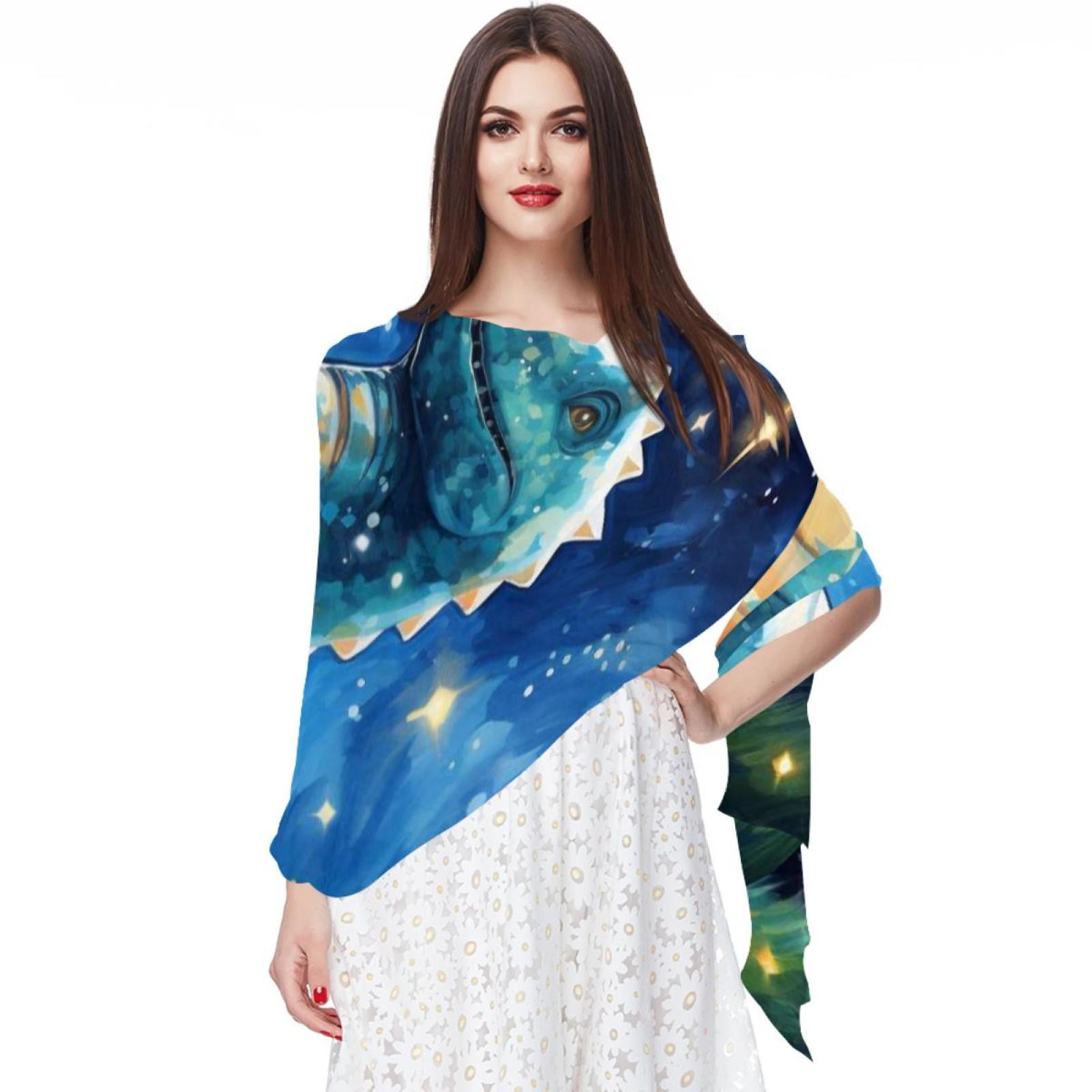 Starry Dinosaur Beautiful Translucent Chiffon Yarn Hair Scarf 180*73 ...