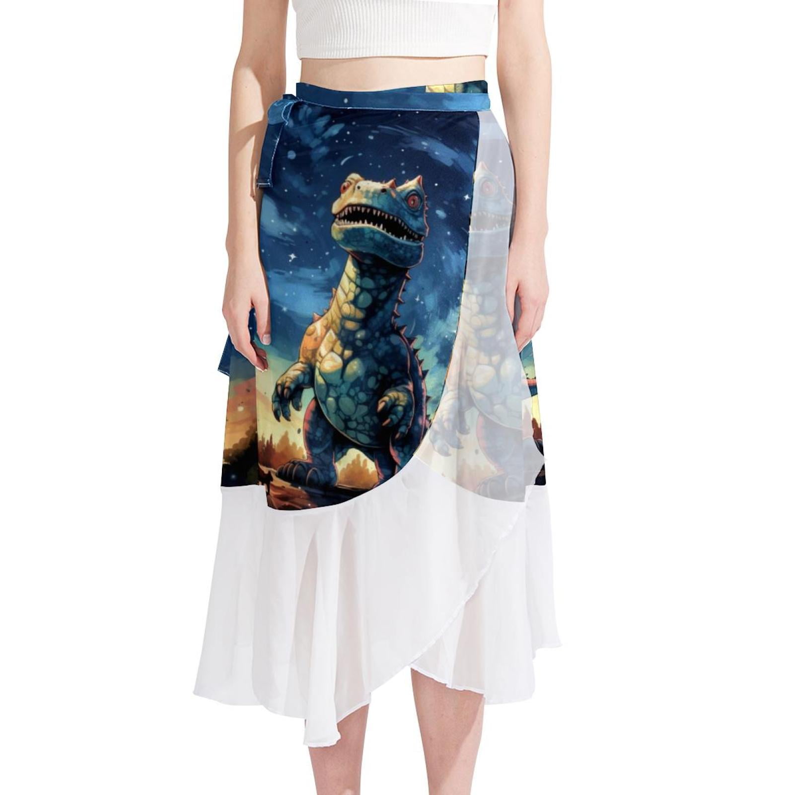 Starry Dinosaur Chic Chiffon Women's Beach Dresses and Skirts for Sunny Days by the Shore ...