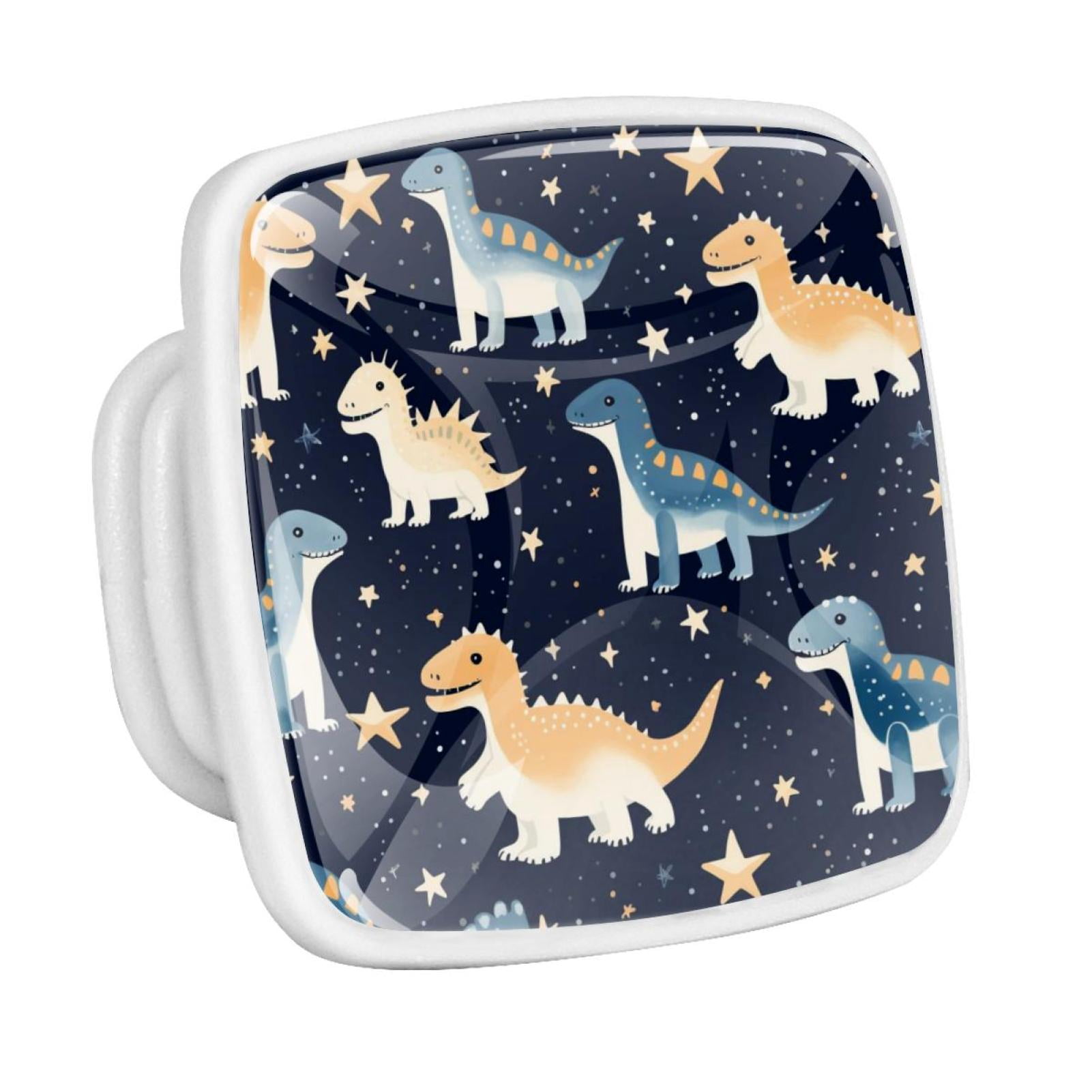 Starry Dinosaur Fluorescent Drawer Pulls with Screws Square 4-Pack Glow ...