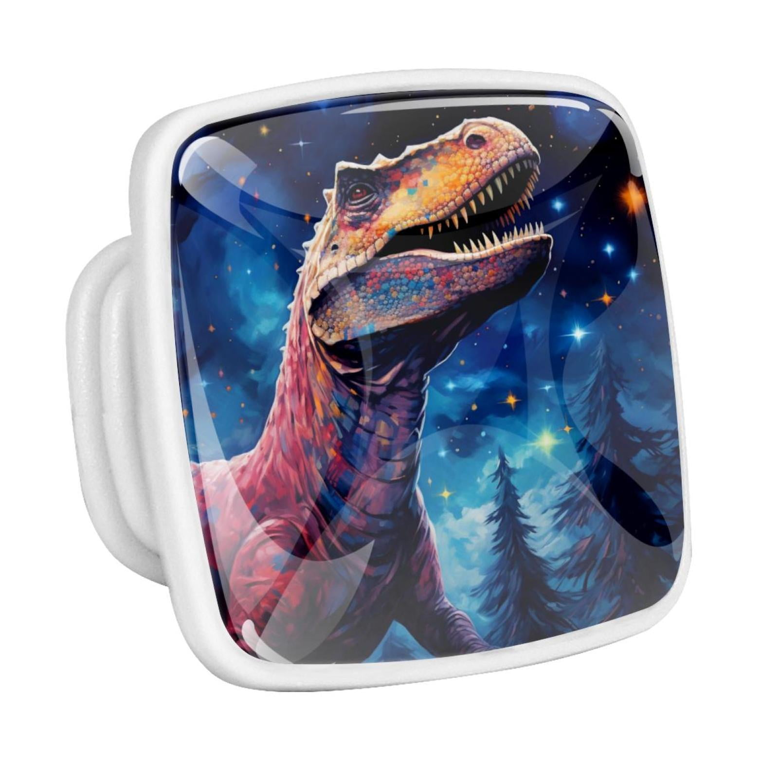 Starry Dinosaur Fluorescent Drawer Pulls with Screws Square 4-Pack Glow ...