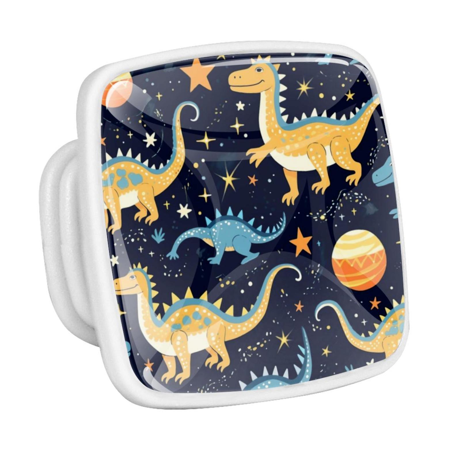 Starry Dinosaur Fluorescent Drawer Pulls with Screws Square 4-Pack Glow ...