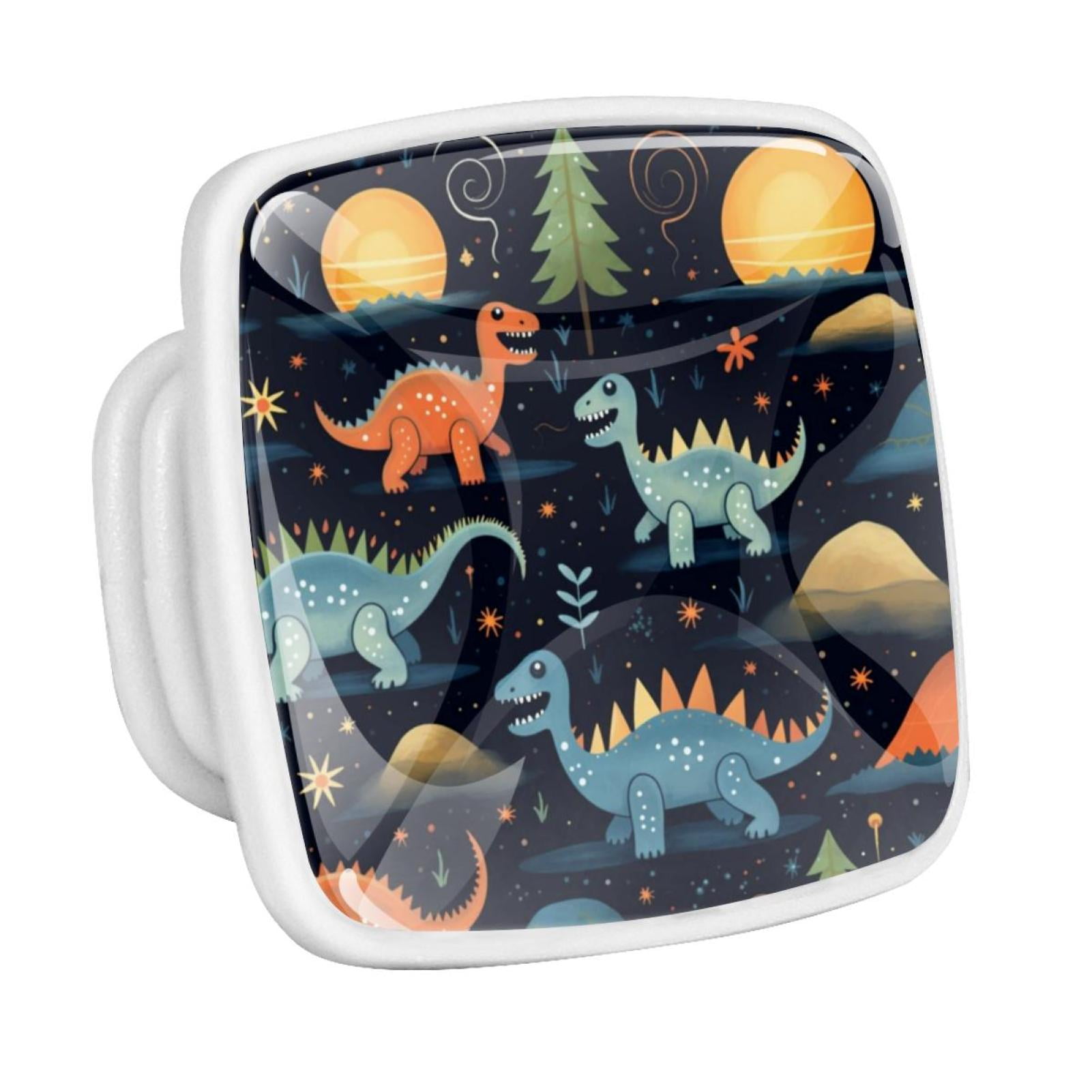 Starry Dinosaur Fluorescent Drawer Pulls with Screws Square 4-Pack Glow ...