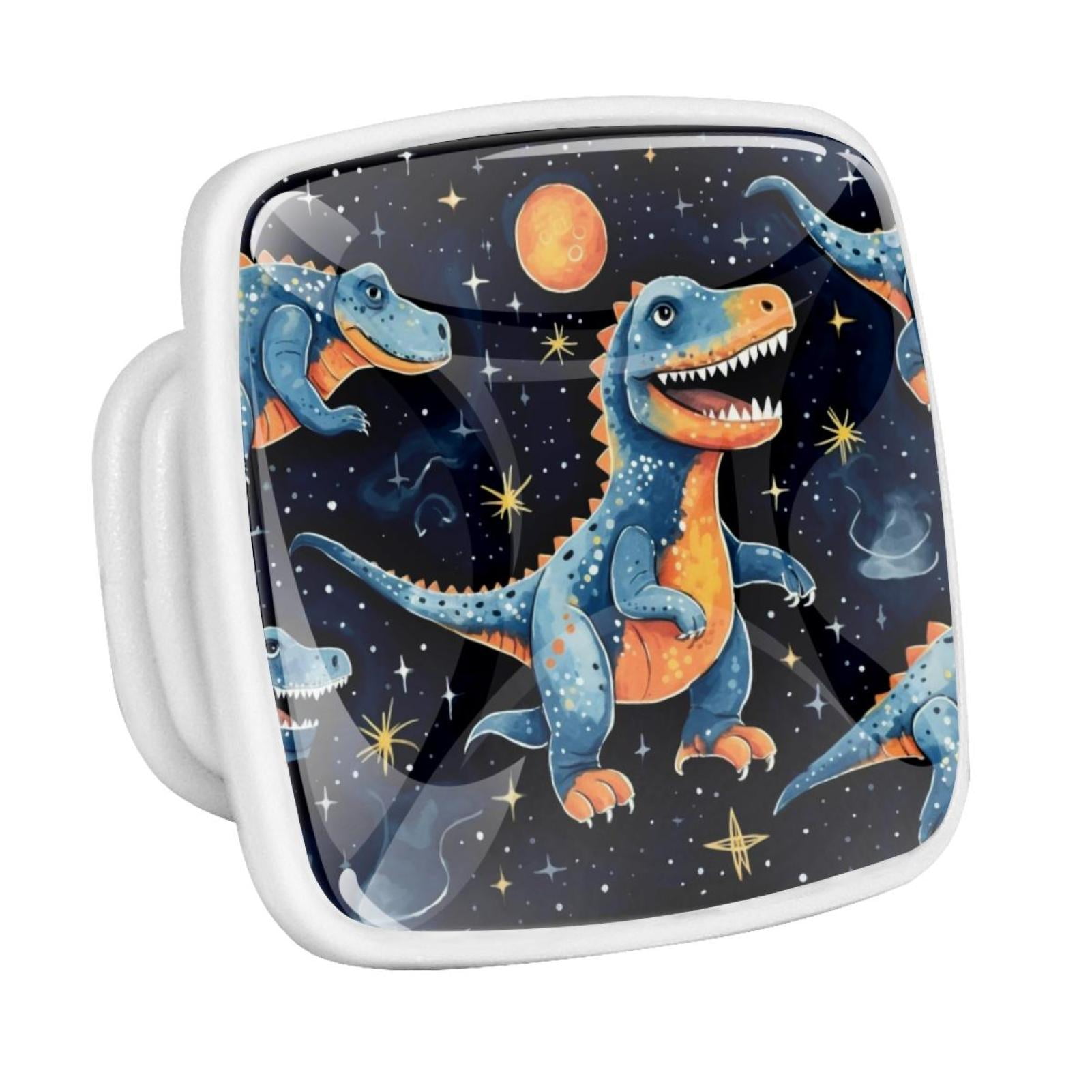 Starry Dinosaur Fluorescent Drawer Pulls with Screws Square 4-Pack Glow ...