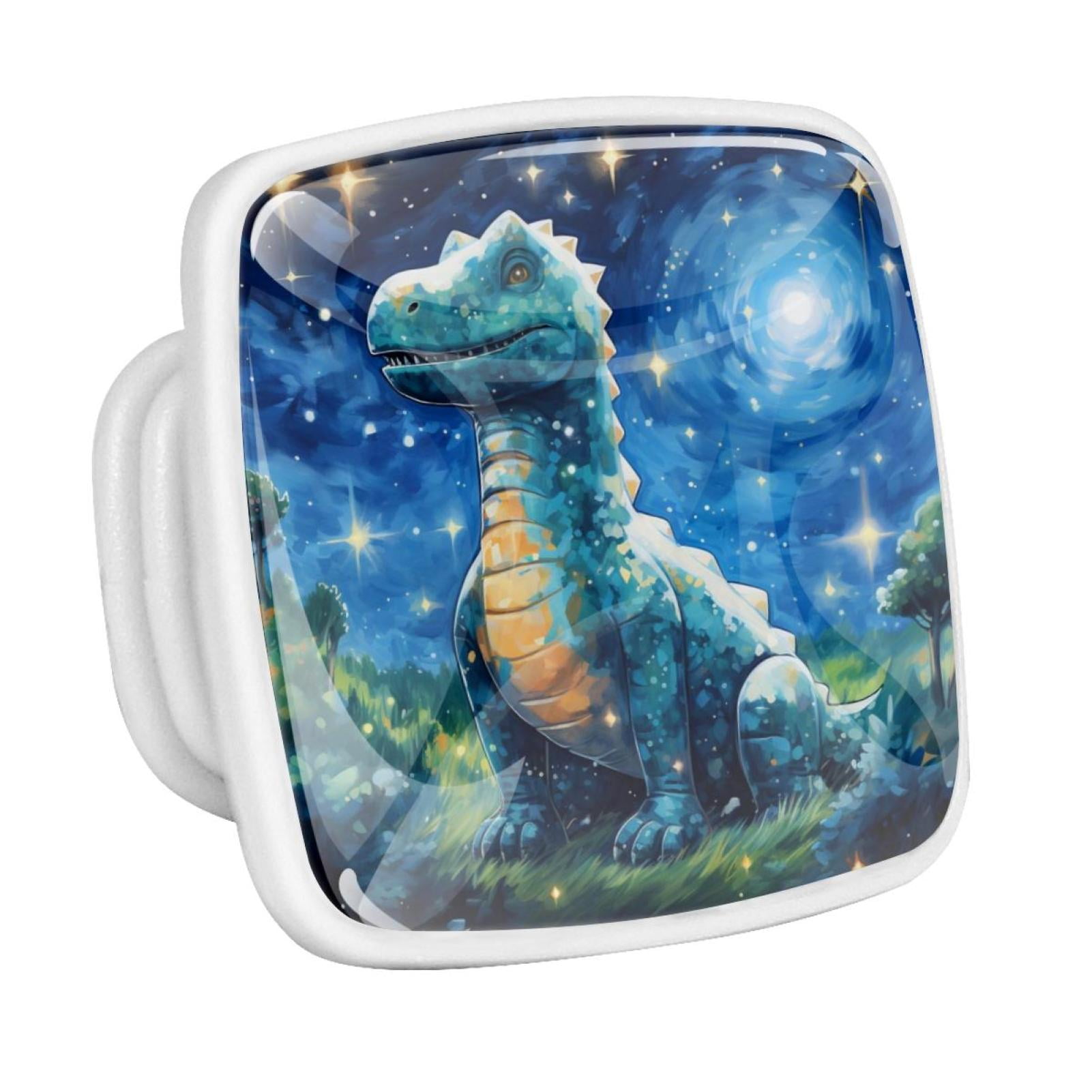 Starry Dinosaur Fluorescent Drawer Pulls with Screws Square 4-Pack Glow ...