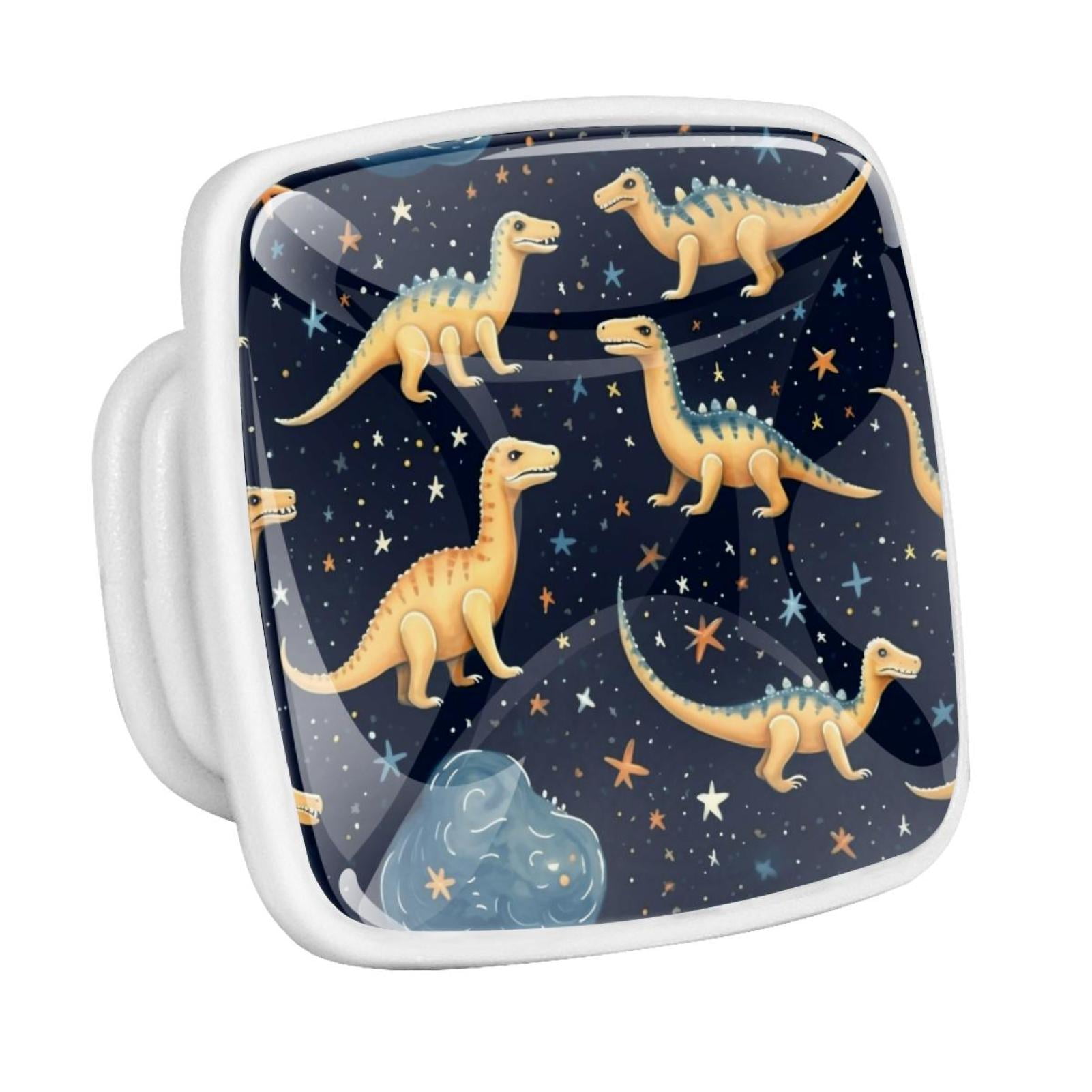 Starry Dinosaur Fluorescent Drawer Pulls with Screws Square 4-Pack Glow ...