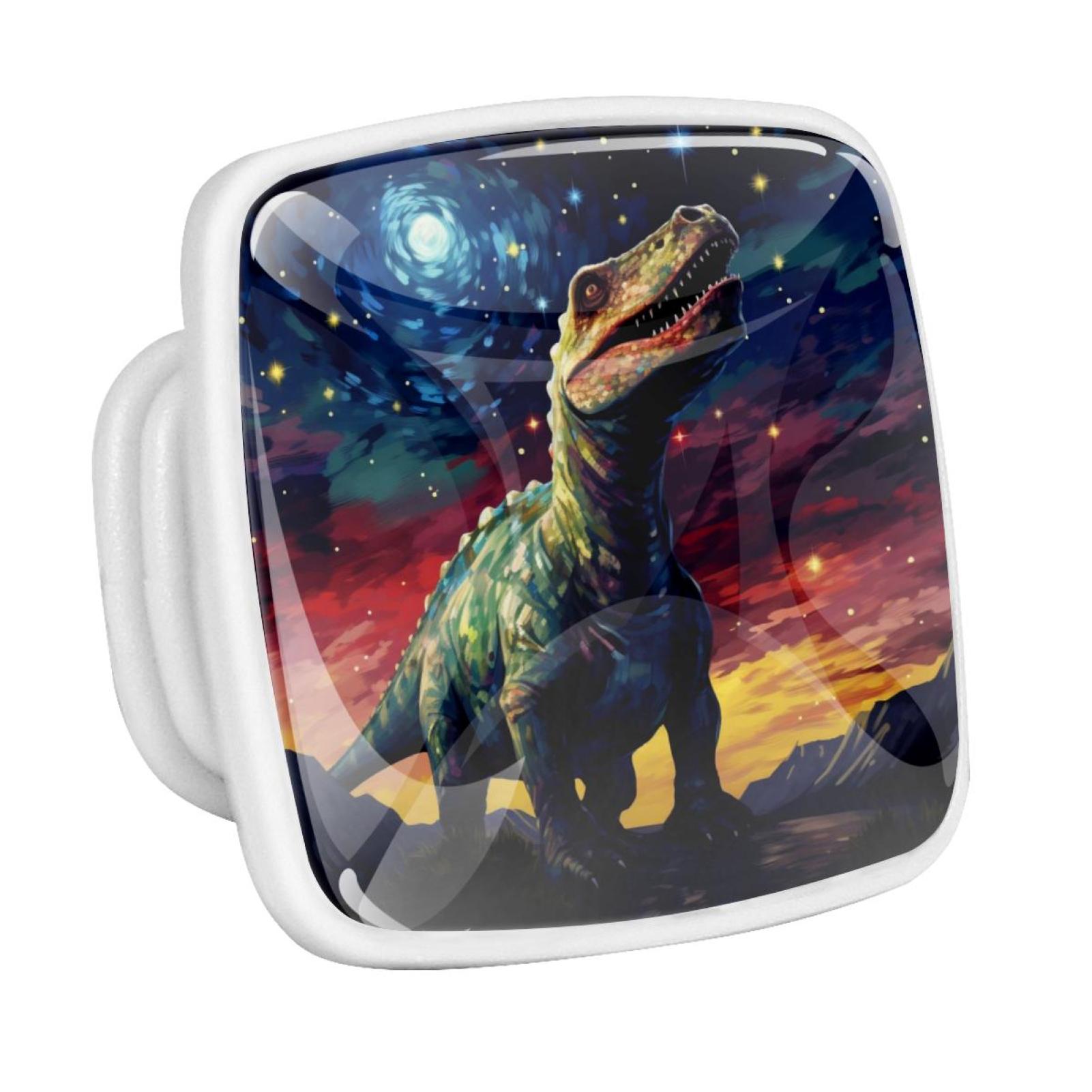 Starry Dinosaur Fluorescent Drawer Pulls with Screws Square 4-Pack Glow ...