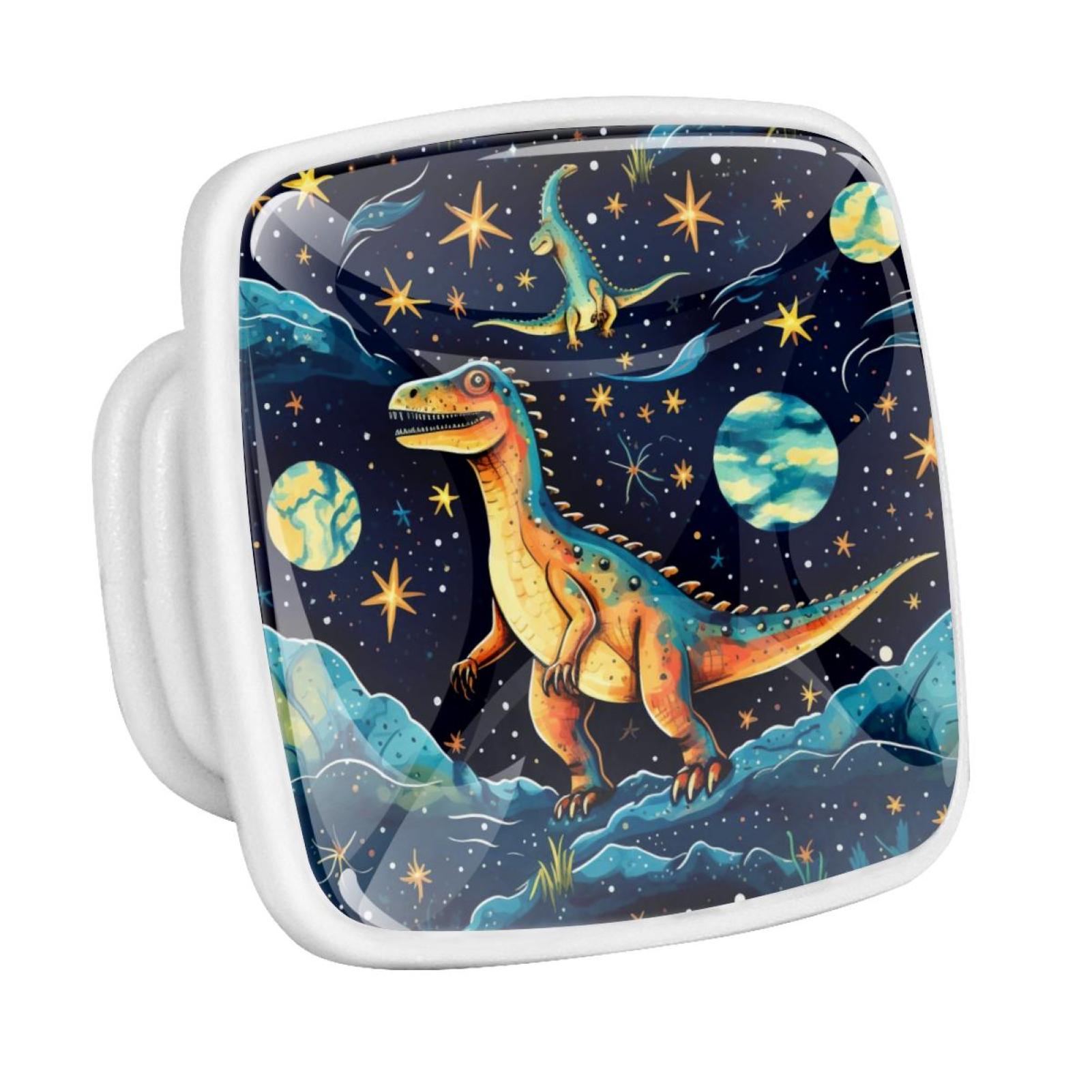 Starry Dinosaur Fluorescent Drawer Pulls with Screws Square 4-Pack Glow ...