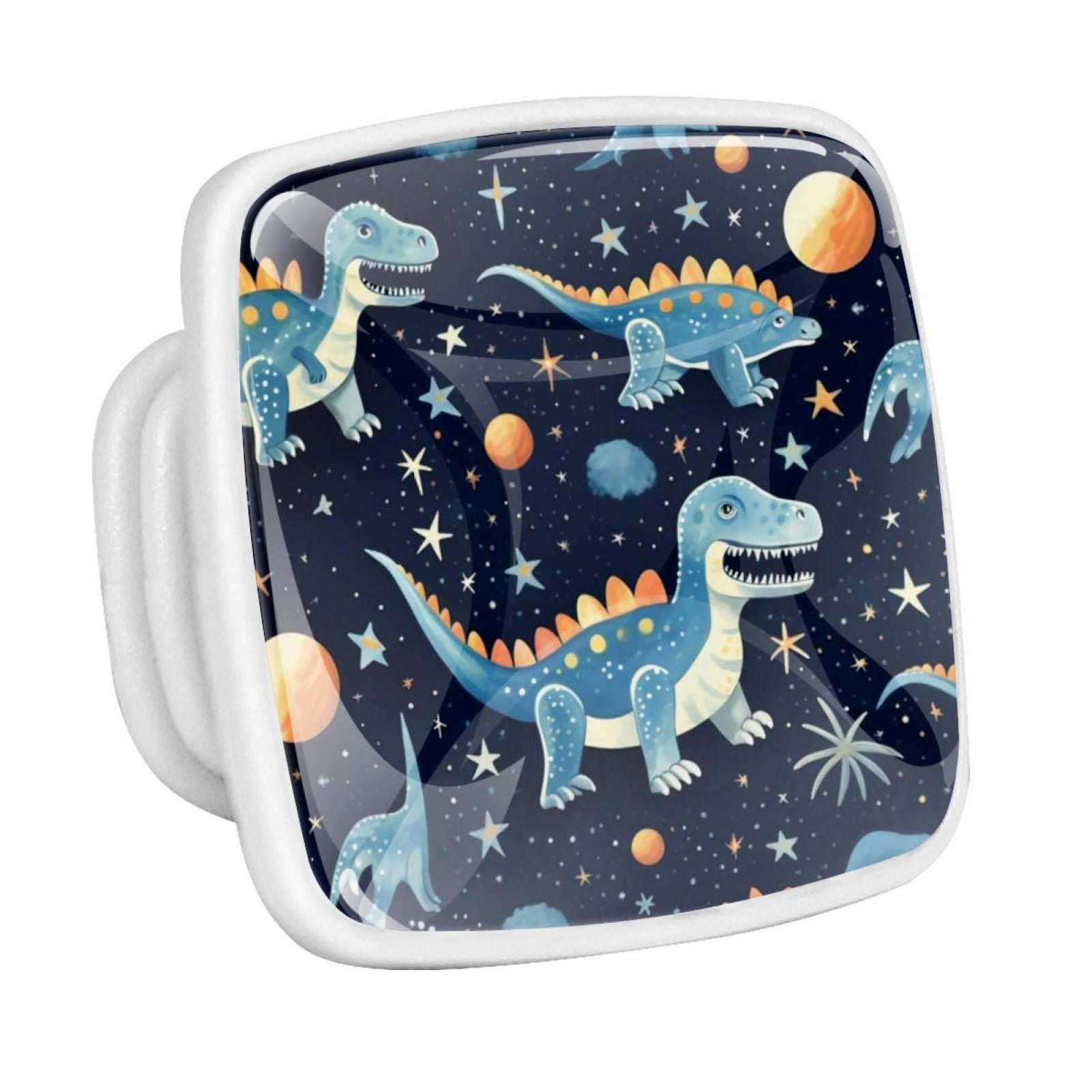 Starry Dinosaur Fluorescent Drawer Pulls with Screws Square 4-Pack Glow ...