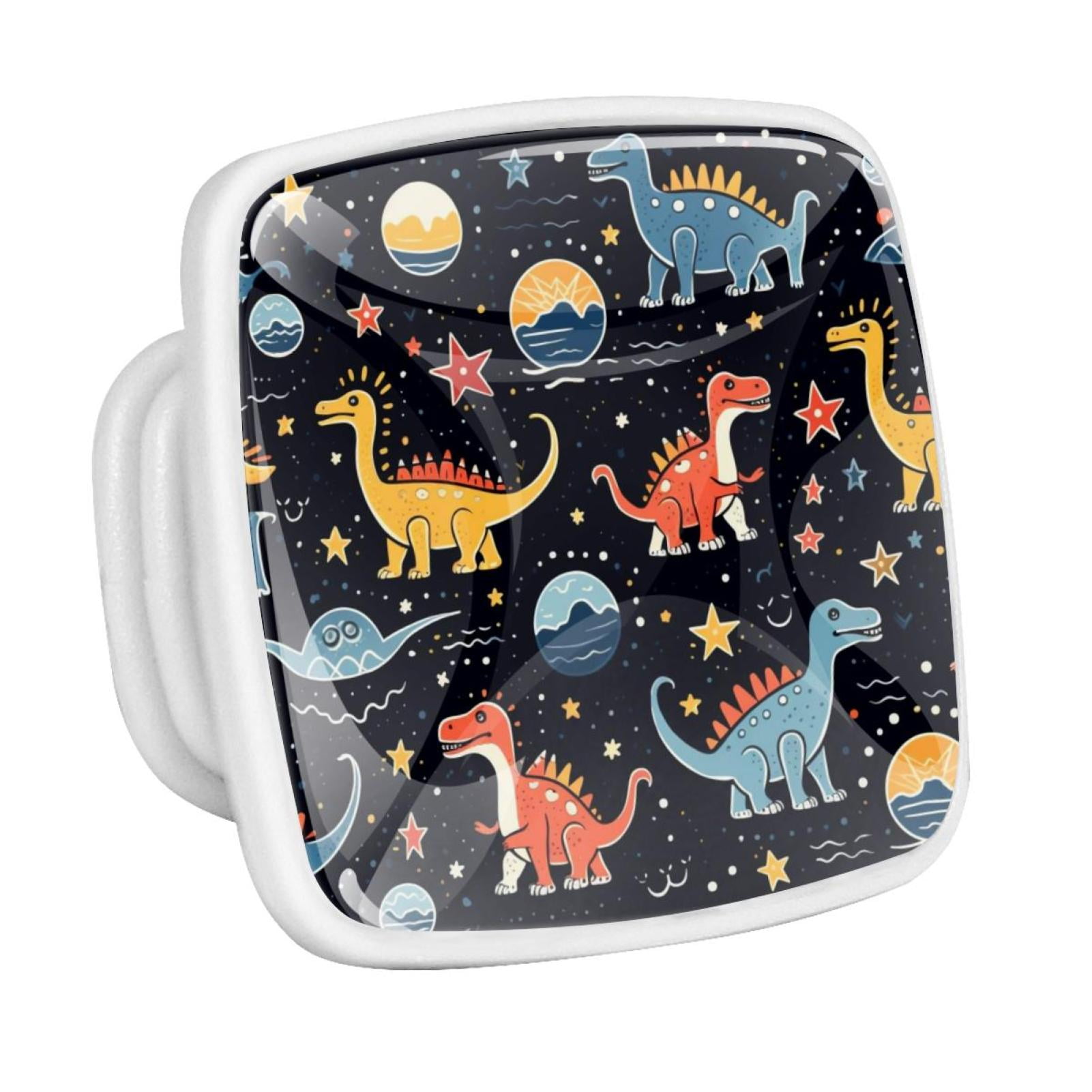 Starry Dinosaur Fluorescent Drawer Pulls with Screws Square 4-Pack Glow ...