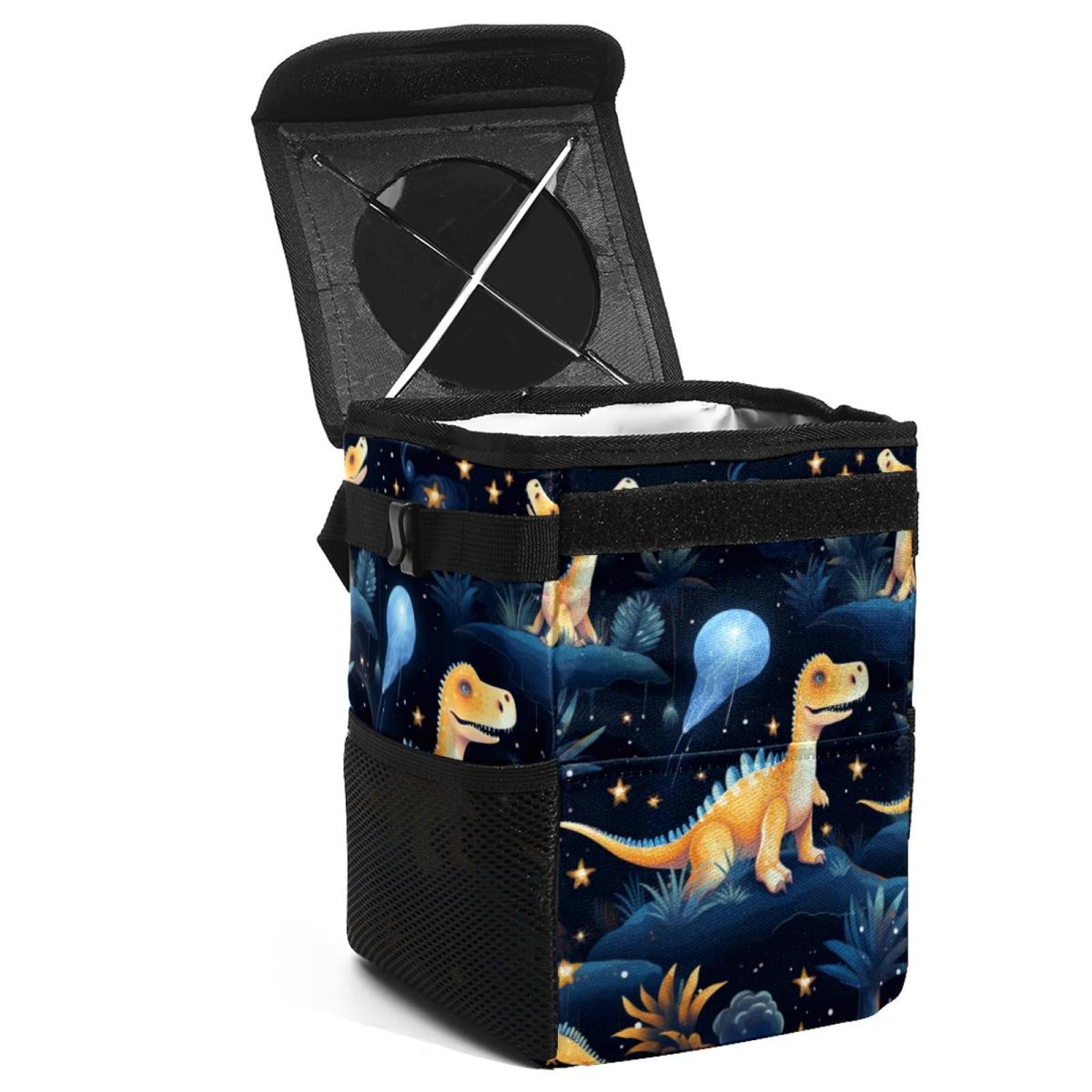 Starry Dinosaur Foldable Car Trash Can with Lid, Leak-Proof, Hanging ...